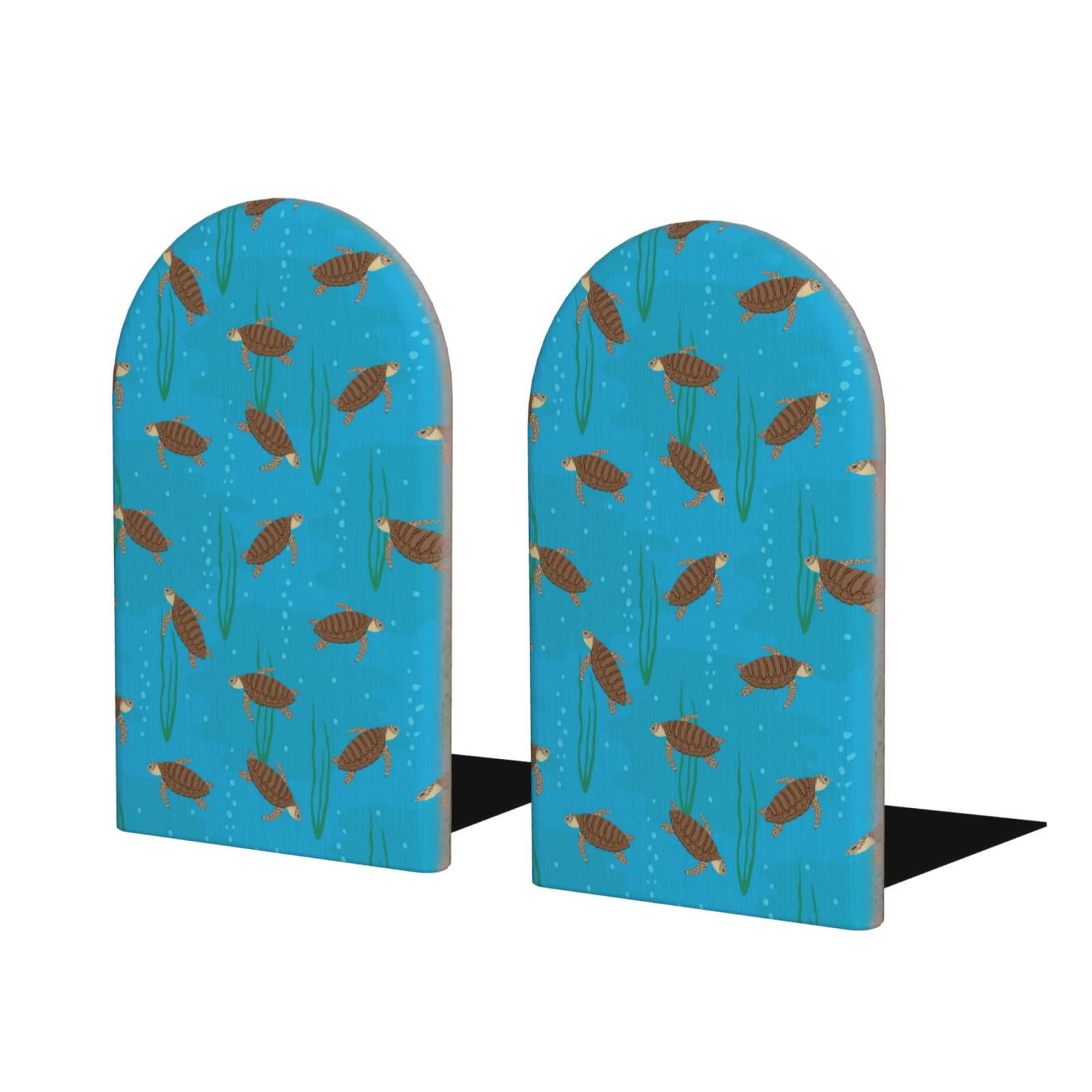 Naloa Sea Turtle Wood Non-Skid Bookend for Shelves,Book Ends for Heavy ...