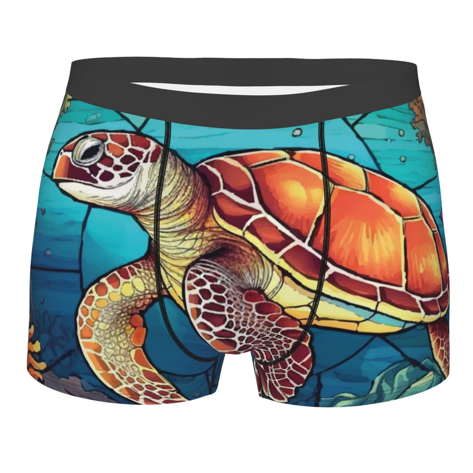 Naloa Sea Turtle in Coral Print Mens Underwear - Boxers for Men ...