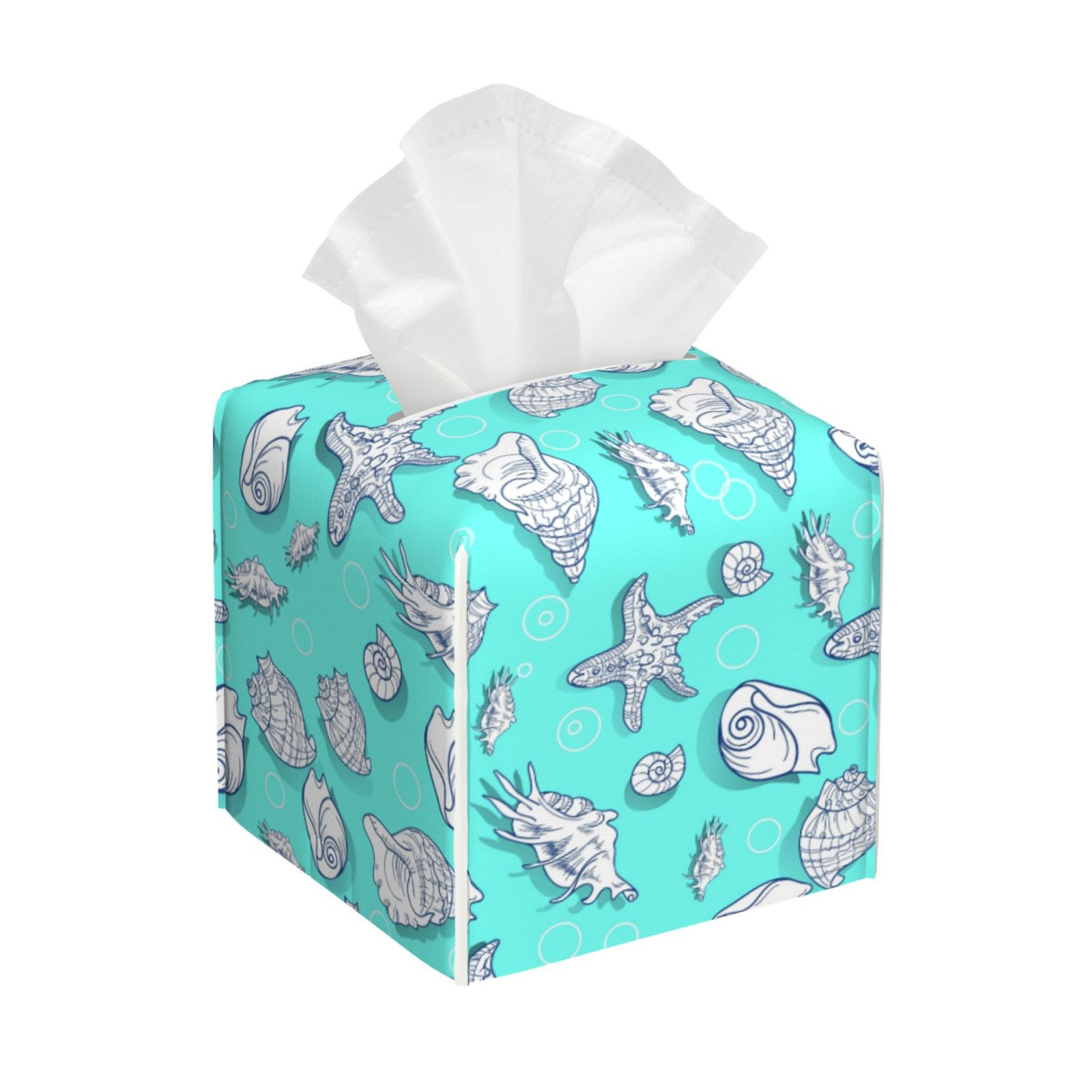 Naloa Seashell And Starfish Tissue Box CoverLeather Tissue Holder ...