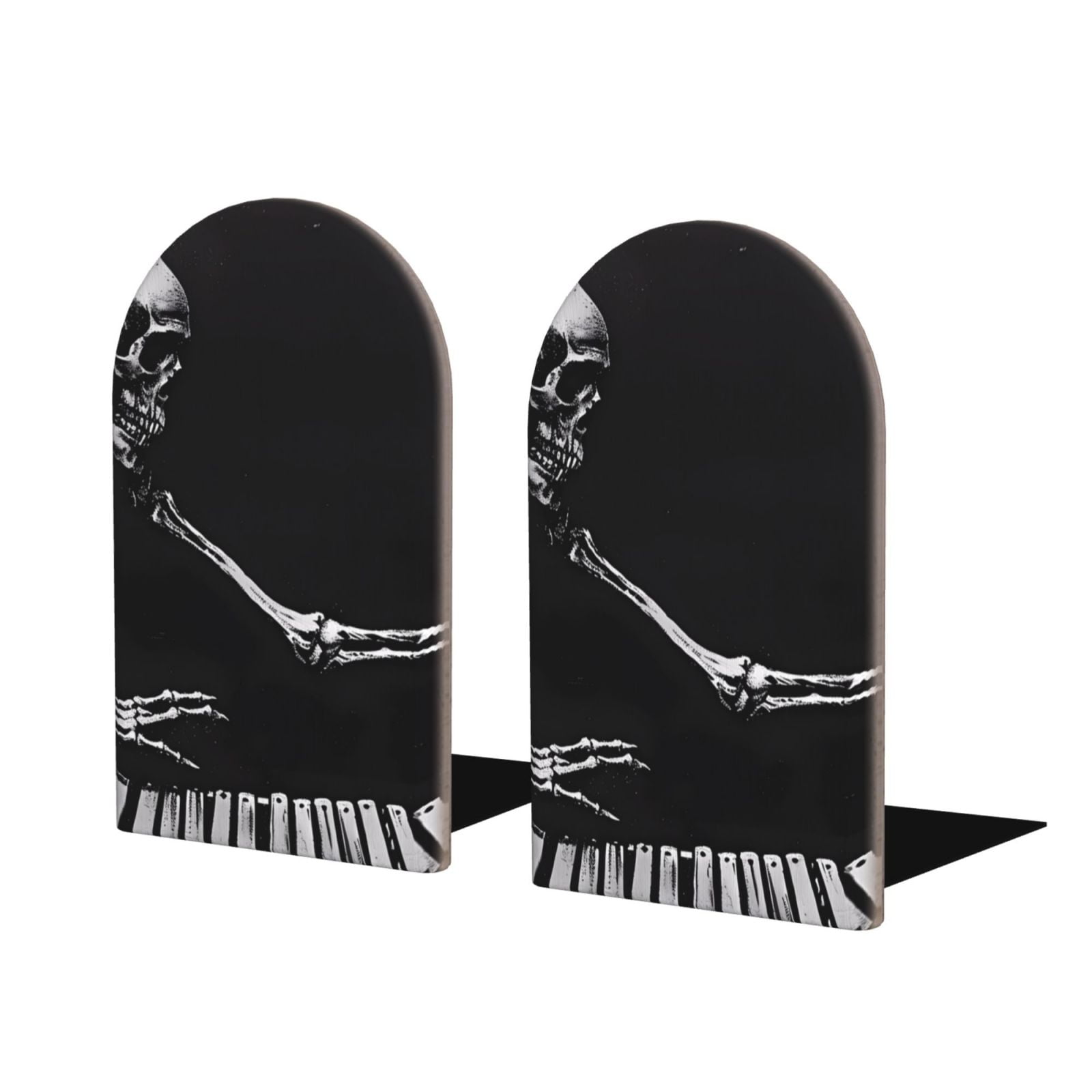 Naloa Skeleton Playing Xylophone Wood Non-Skid Bookend for Shelves,Book ...