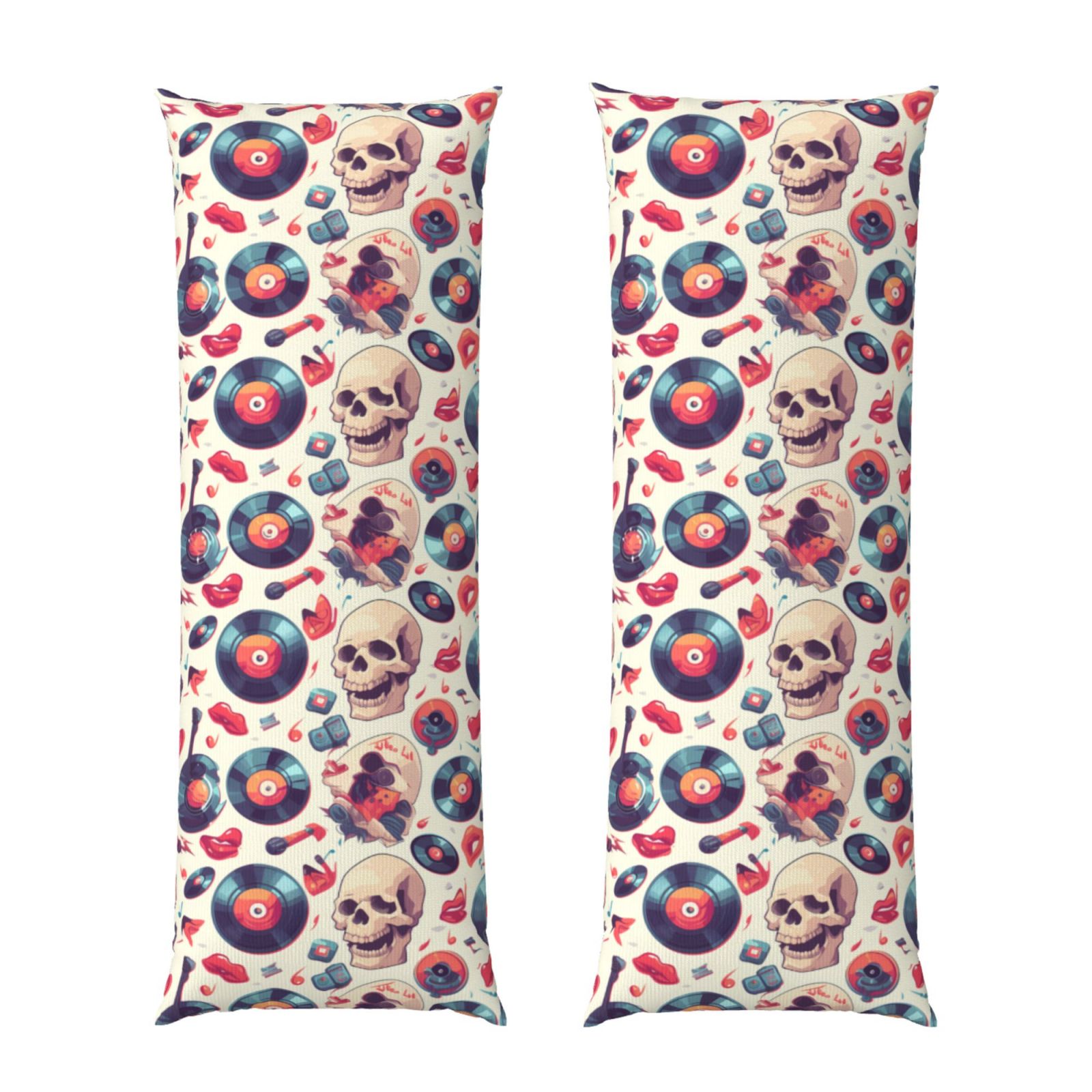 Naloa Skull Guitar record lips Super Soft 20x60 Body Pillow Case,Long ...