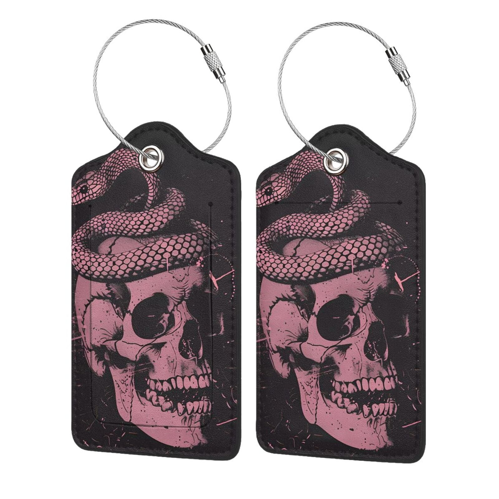 Naloa Skull and Snake Art Luggage Tag for Suitcase Leather Baggage Tag ...