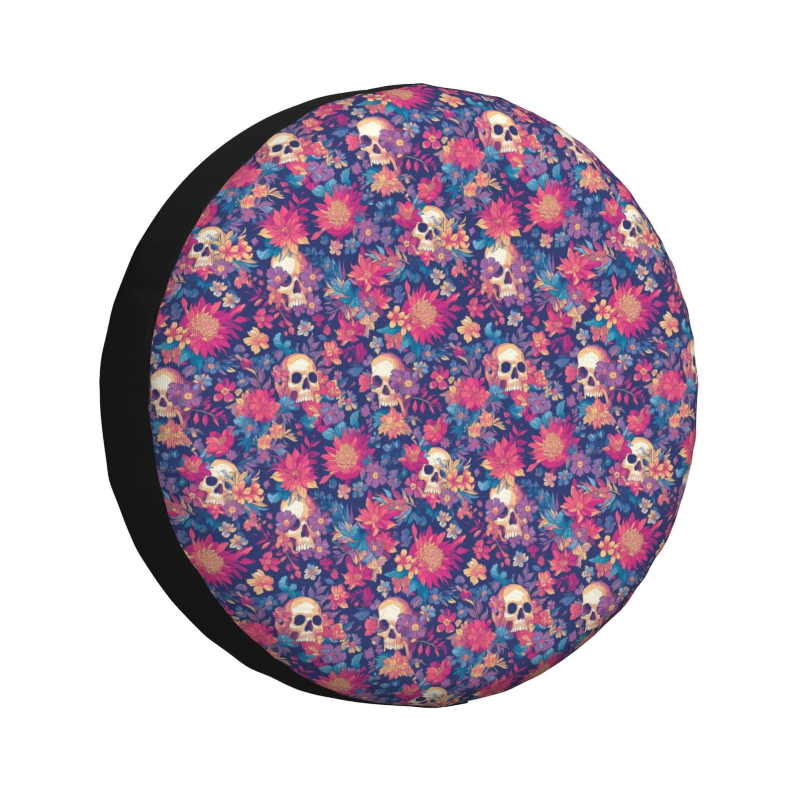 Naloa Skull colorful flower daisy PVC Leather Spare Tire Wheel Cover ...