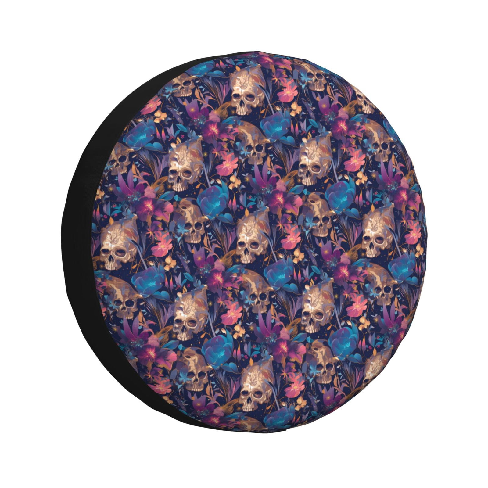 Naloa Skull starry sky flower PVC Leather Spare Tire Wheel Cover for Car Truck SUV Camper ...