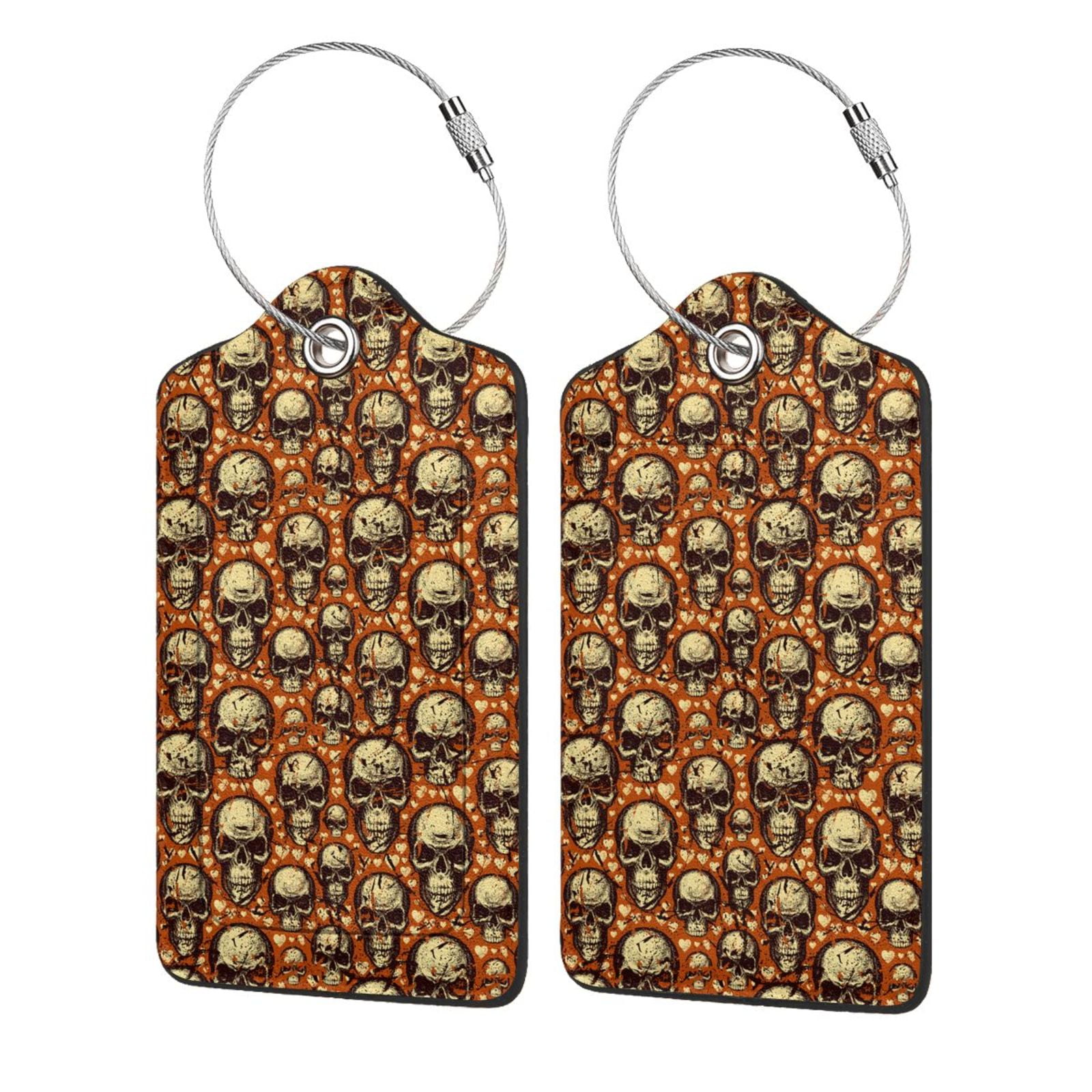 Naloa Skulls And Hearts Luggage Tag for Suitcase Leather Baggage Tag ...