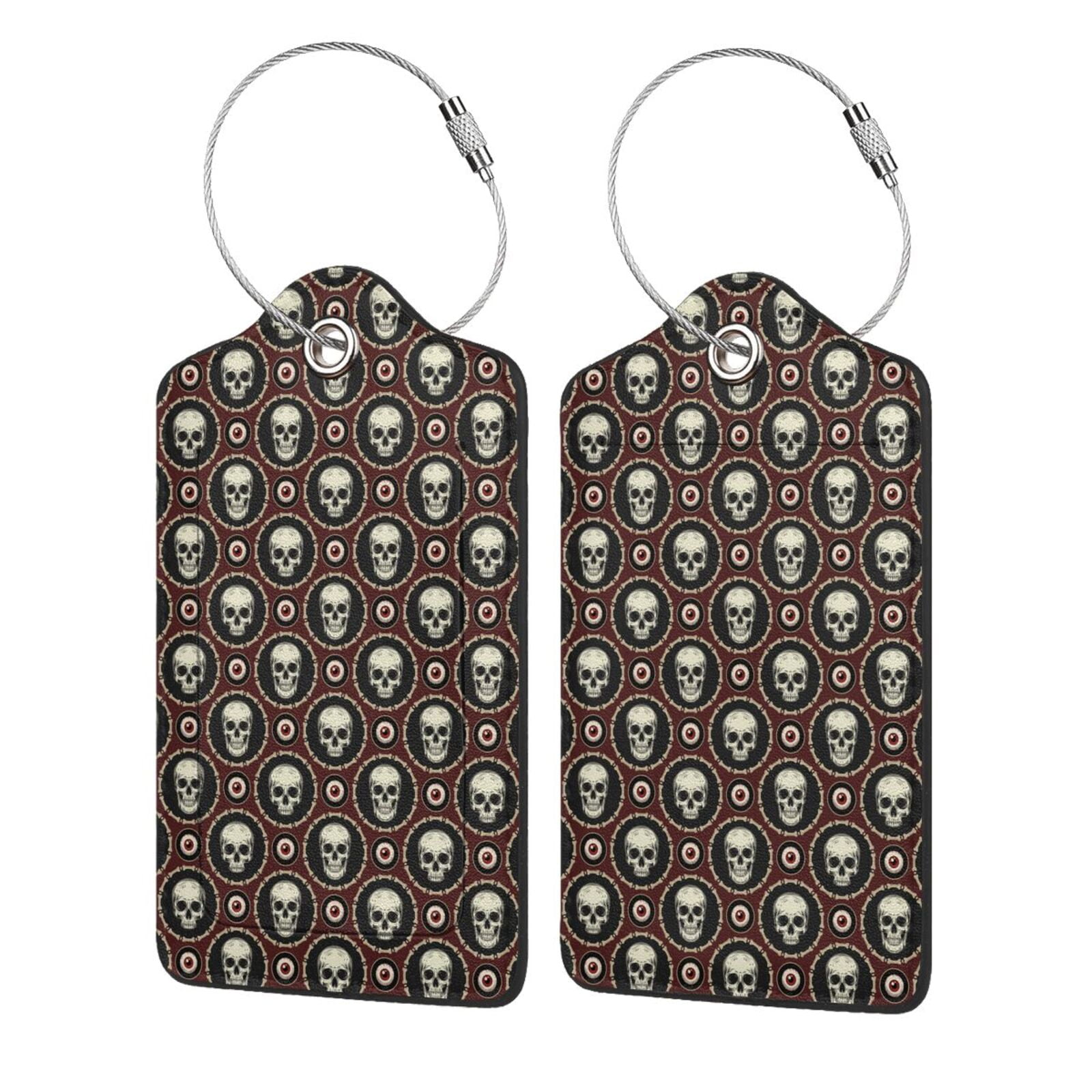Naloa Skulls And Red Eyeballs Luggage Tag for Suitcase Leather Baggage ...