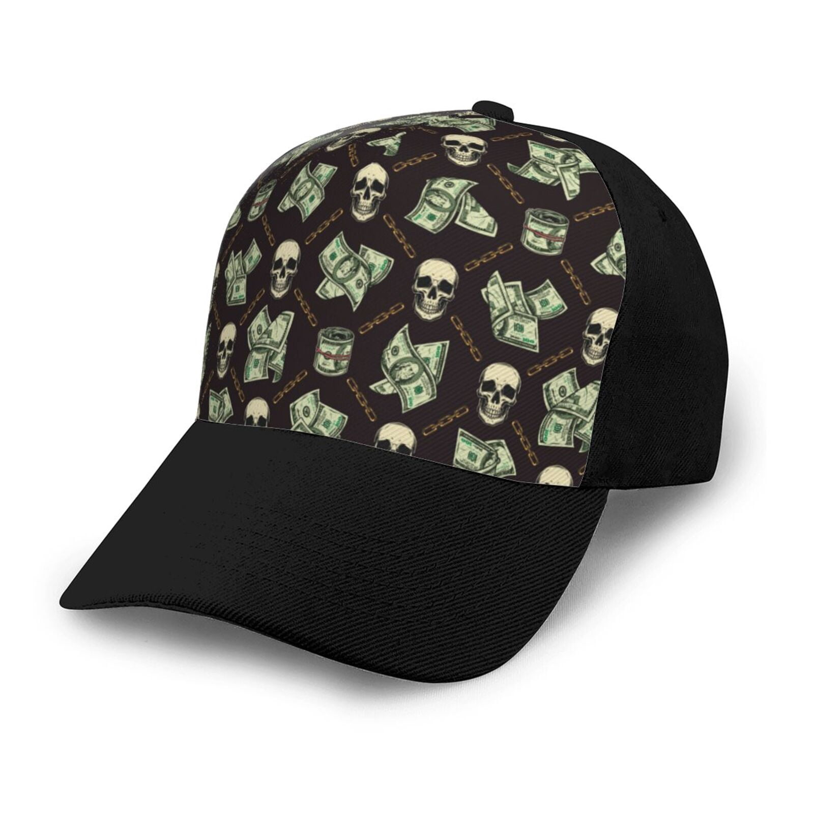 Naloa Skulls Gold Chains Dollar Adult adjustable Print Baseball Hat ...