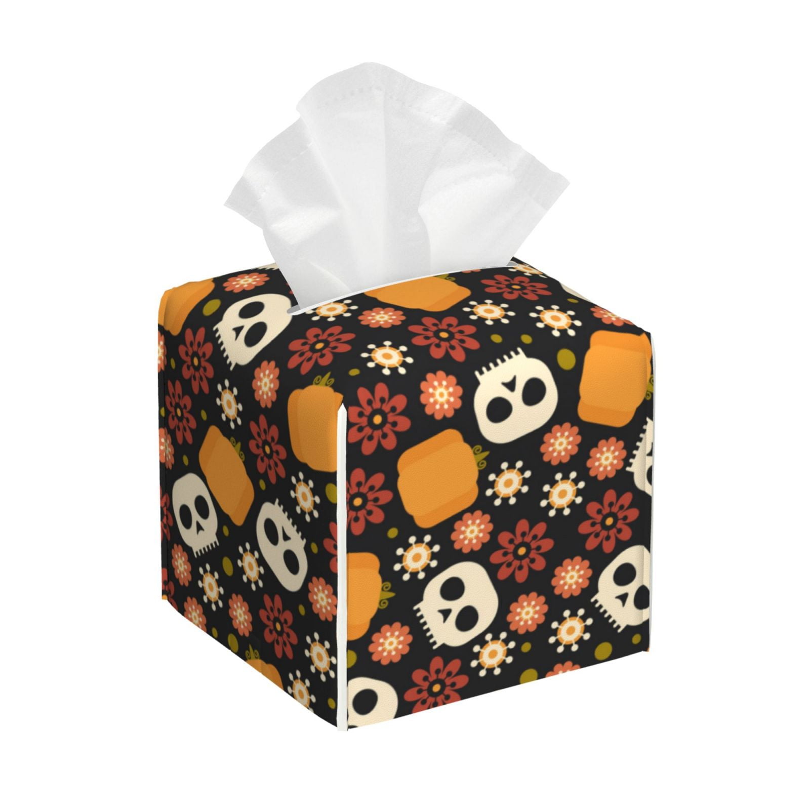 Naloa Skulls Tissue Box CoverLeather Tissue Holder Square Facial Tissue ...