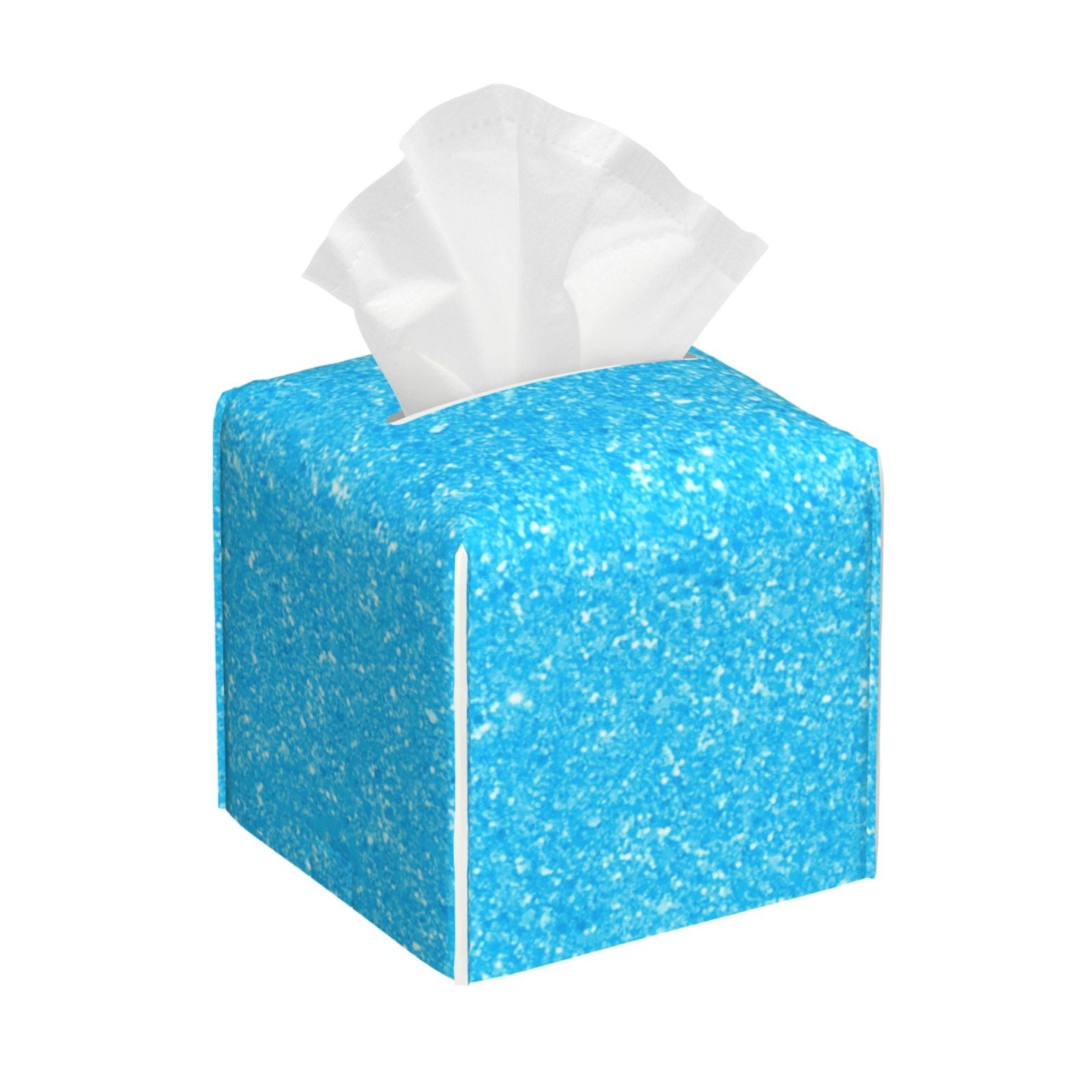 Naloa Sky Blue Glitter Tissue Box CoverLeather Tissue Holder Square ...