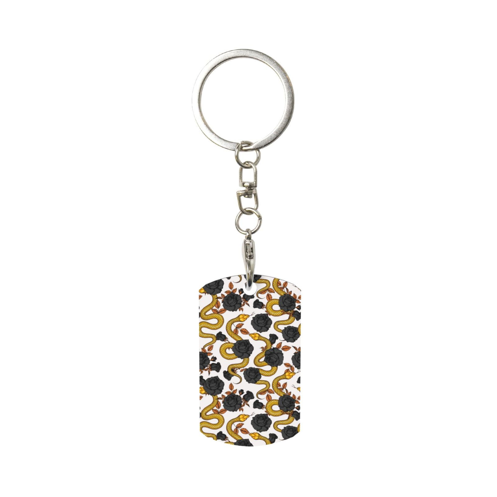 Naloa Snake And Rose Print Keyfob with Split Key Ring and Print Labels ...