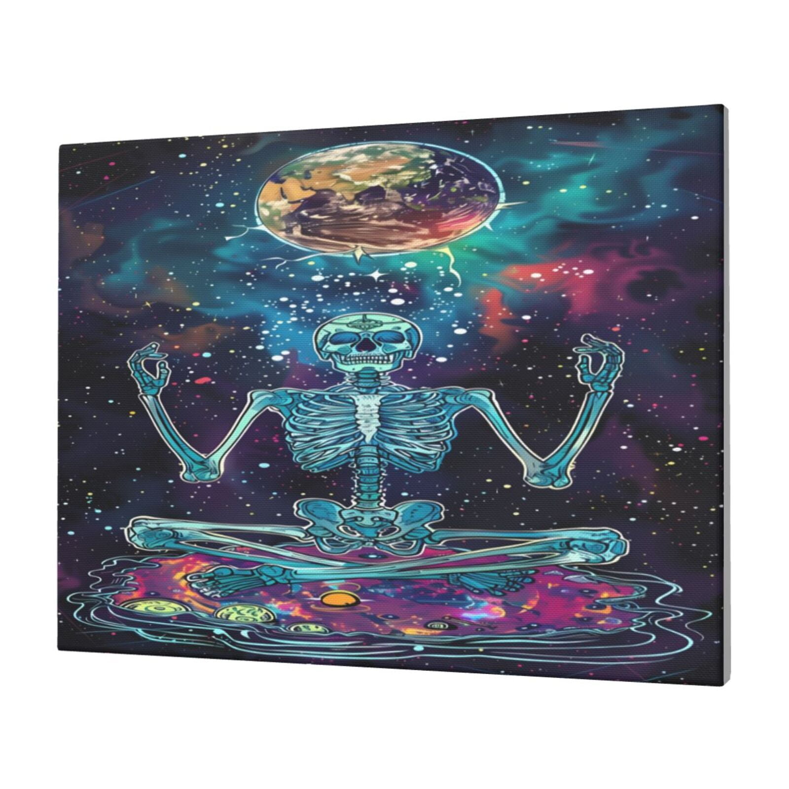 Naloa Space Skeleton Meditation Print Canvas Picture,Wall Pictures ...