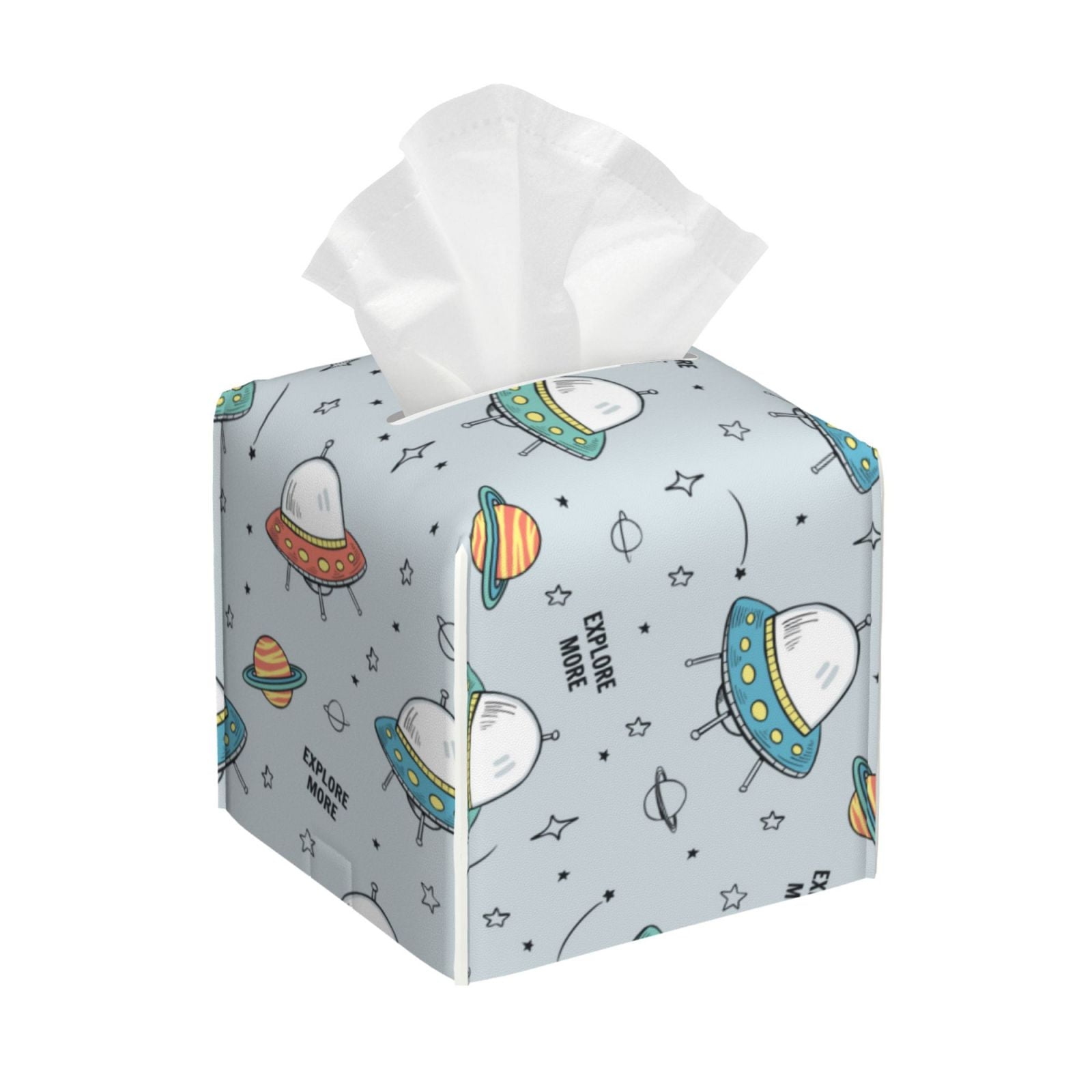 Naloa Spaceship Tissue Box CoverLeather Tissue Holder Square Facial ...