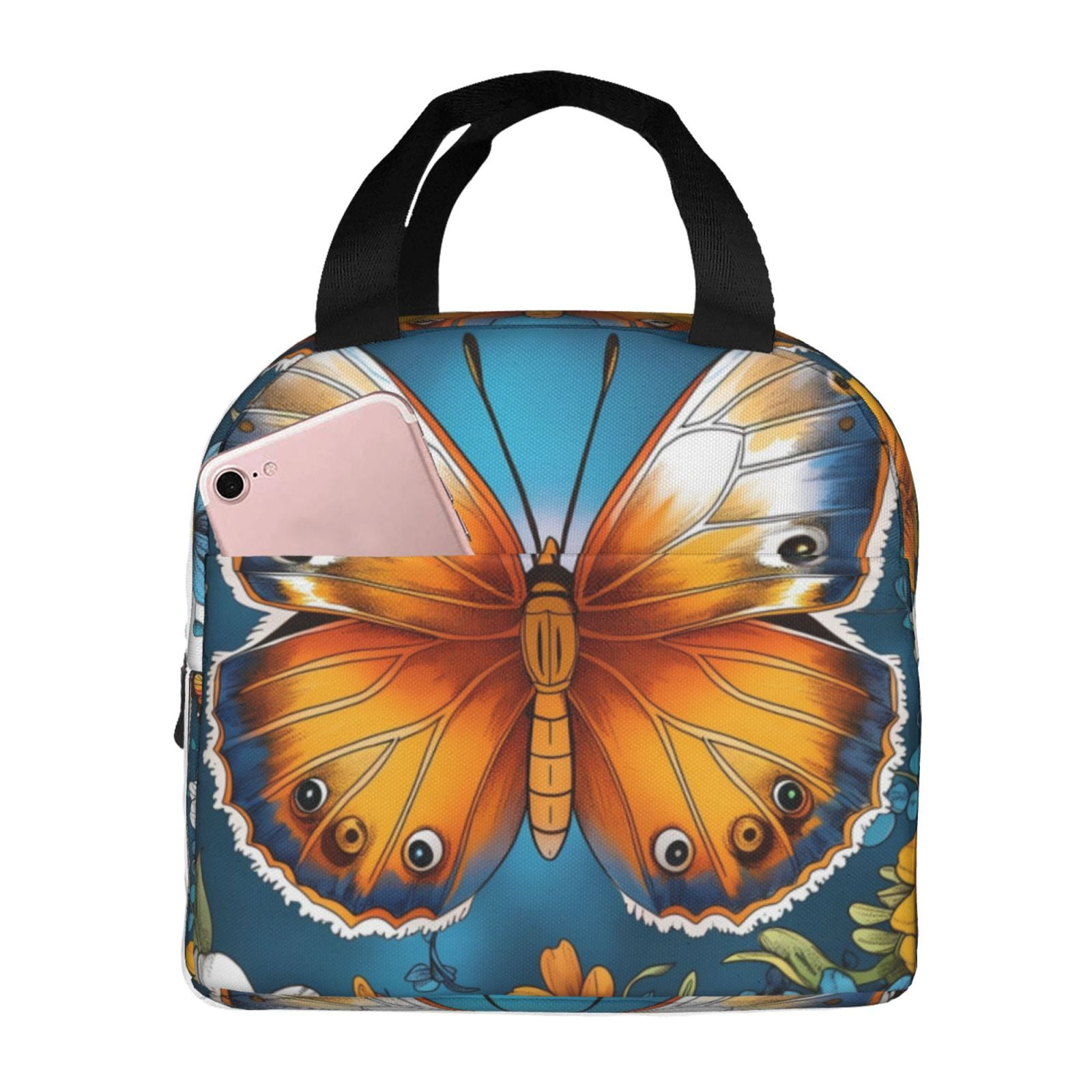 Naloa Spring Butterfly Flowers Print Lunch Box for Women Men,Insulated ...