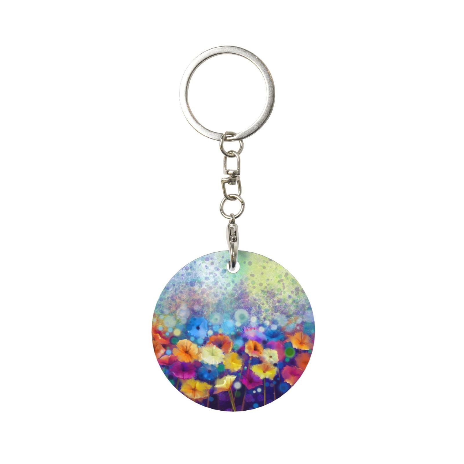 Naloa Spring Flower Seasonal Print Round Keychain Keychain Key Ring ...