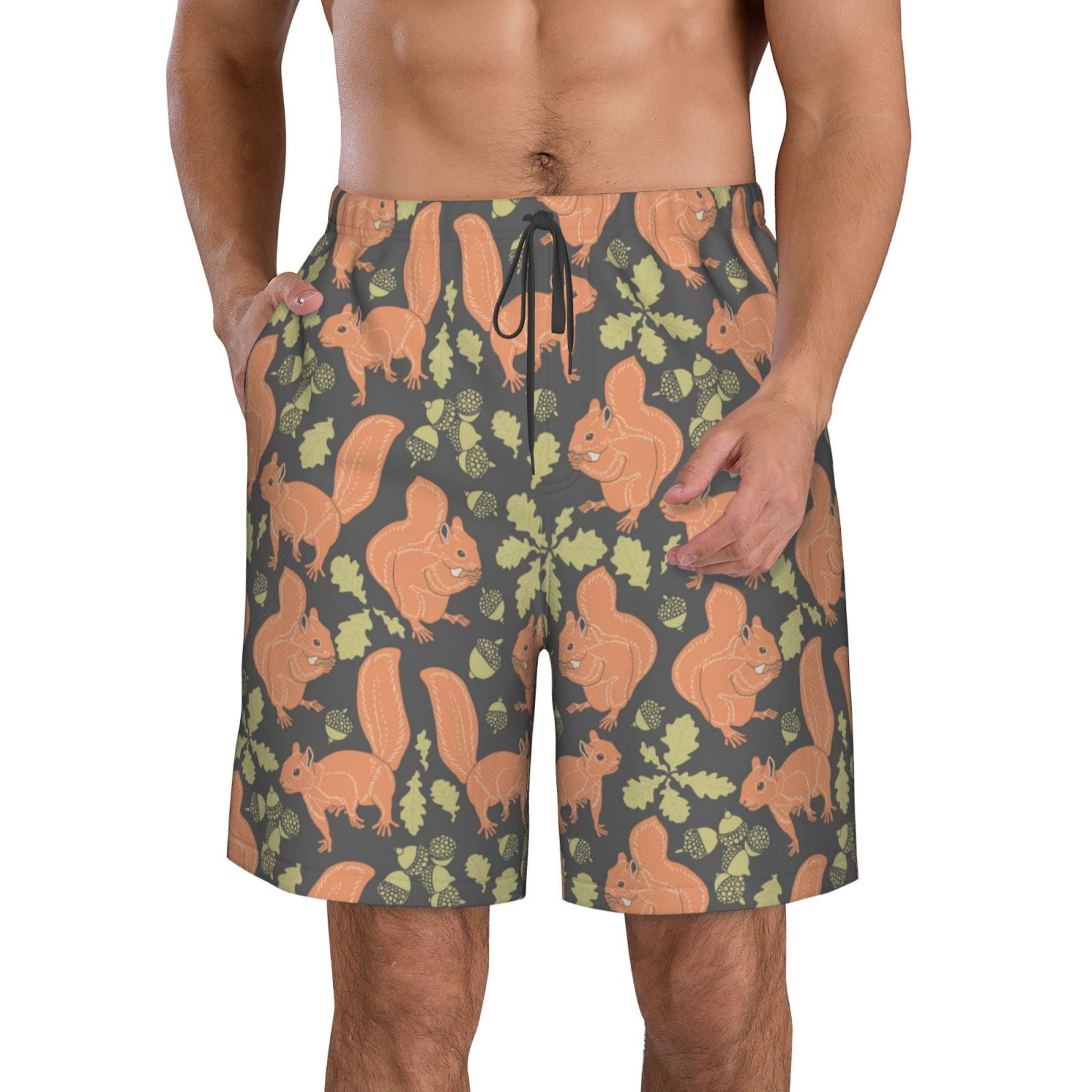Naloa Squirrel And Nuts Men's Beach Shorts, Surfing shorts, Swim trunks ...