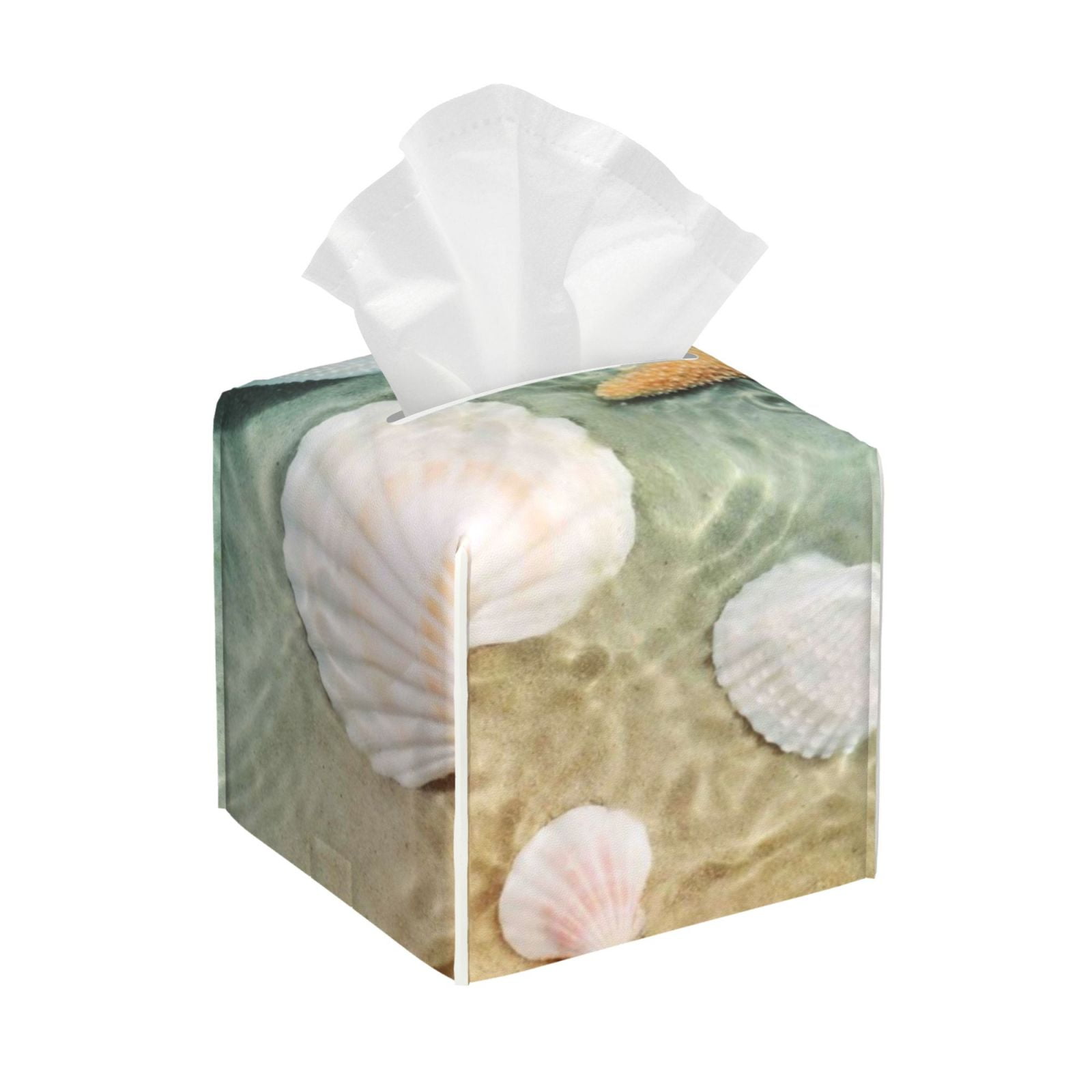 Naloa Starfish And Seashell Tissue Box CoverLeather Tissue Holder ...