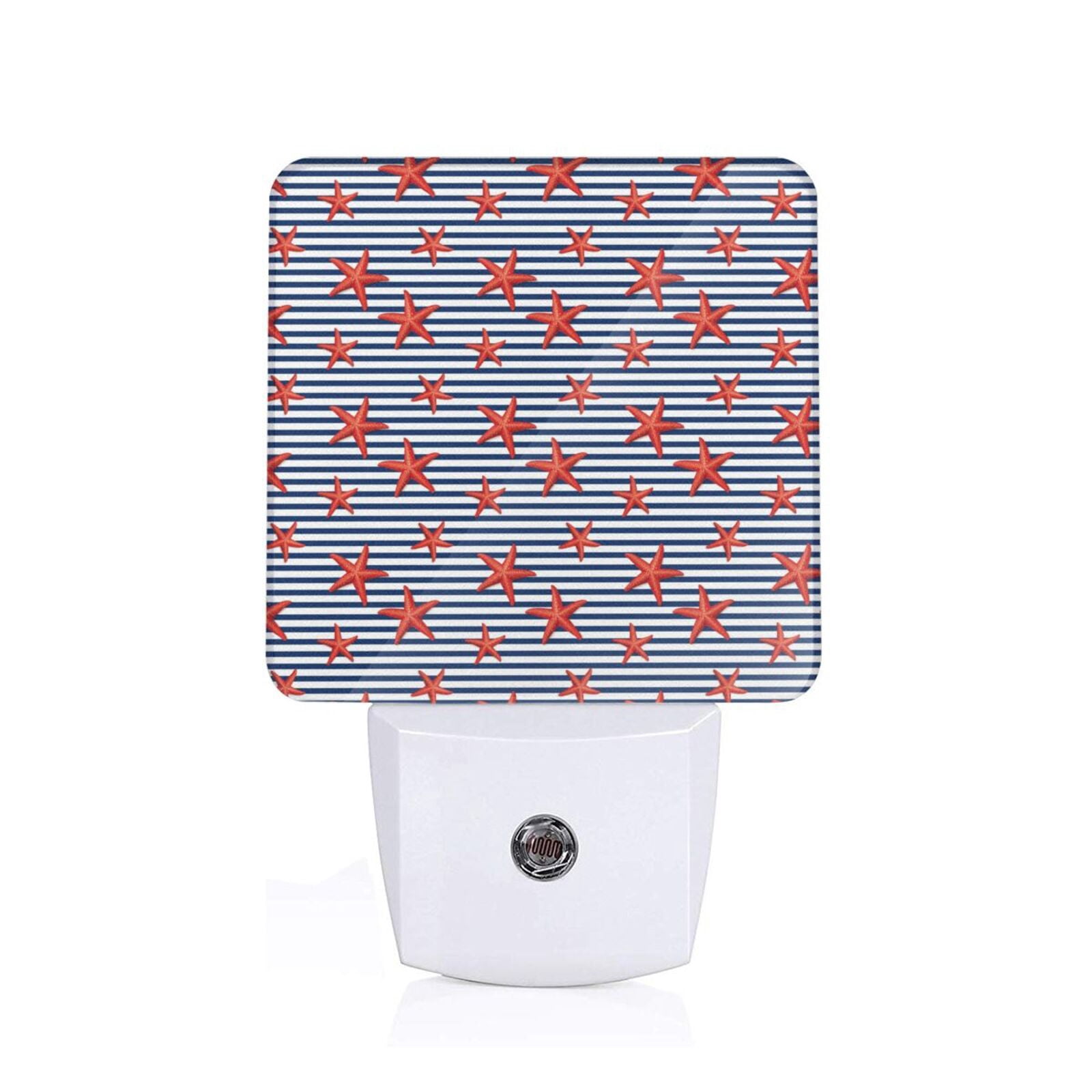 Naloa Starfish Navy Blue Stripe Night Lights Plug into Wall, Dusk to ...