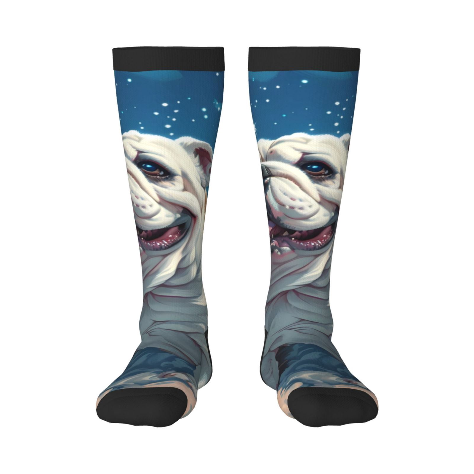 Naloa Starry Sky Cloud Bulldog Thigh High Socks Extra Long Stretchy ...