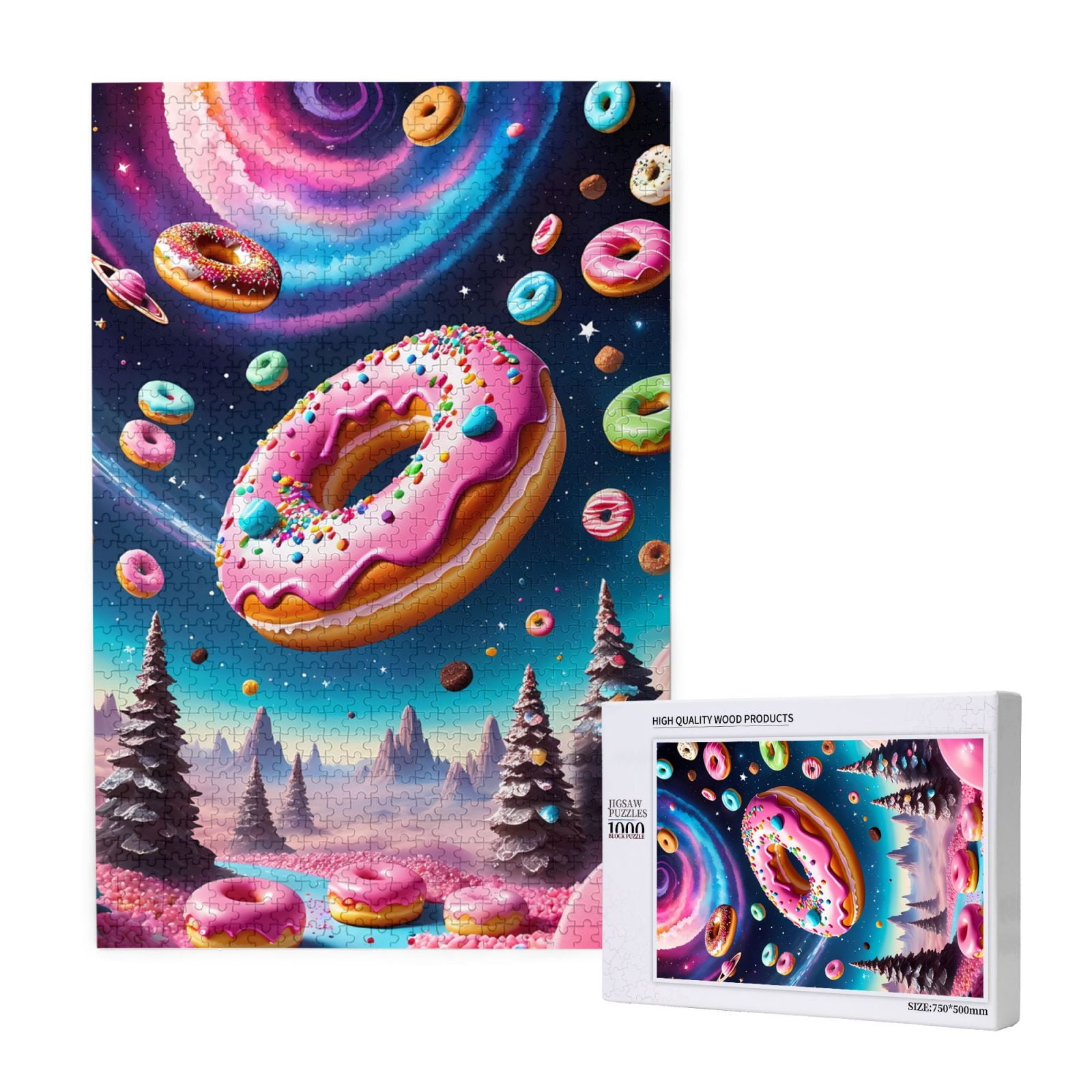 Naloa Starry Sky Pine Tree Donut Custom Puzzles Personalized Puzzle ...