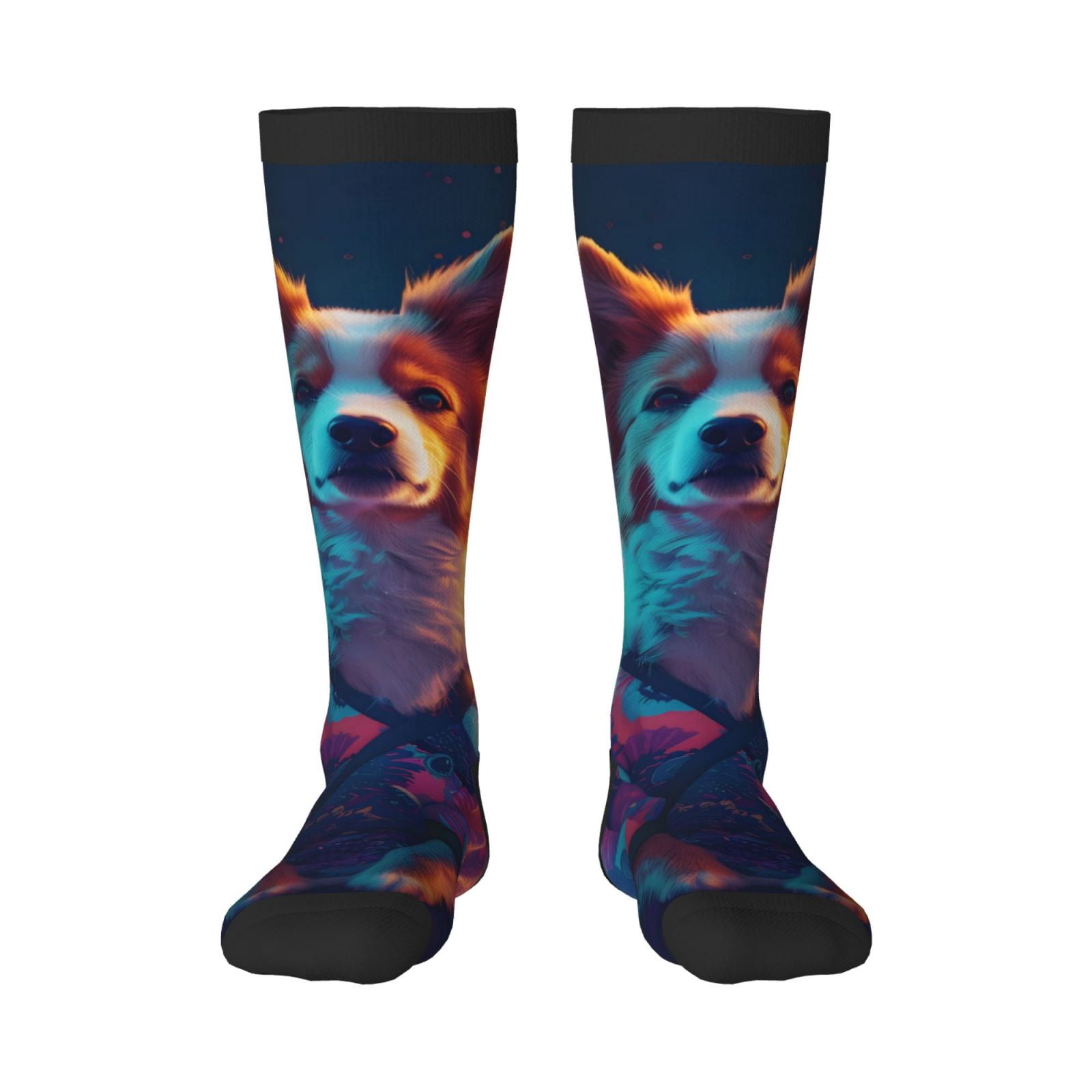 Naloa Starry Sky White Cloud Puppy Thigh High Socks Extra Long Stretchy ...