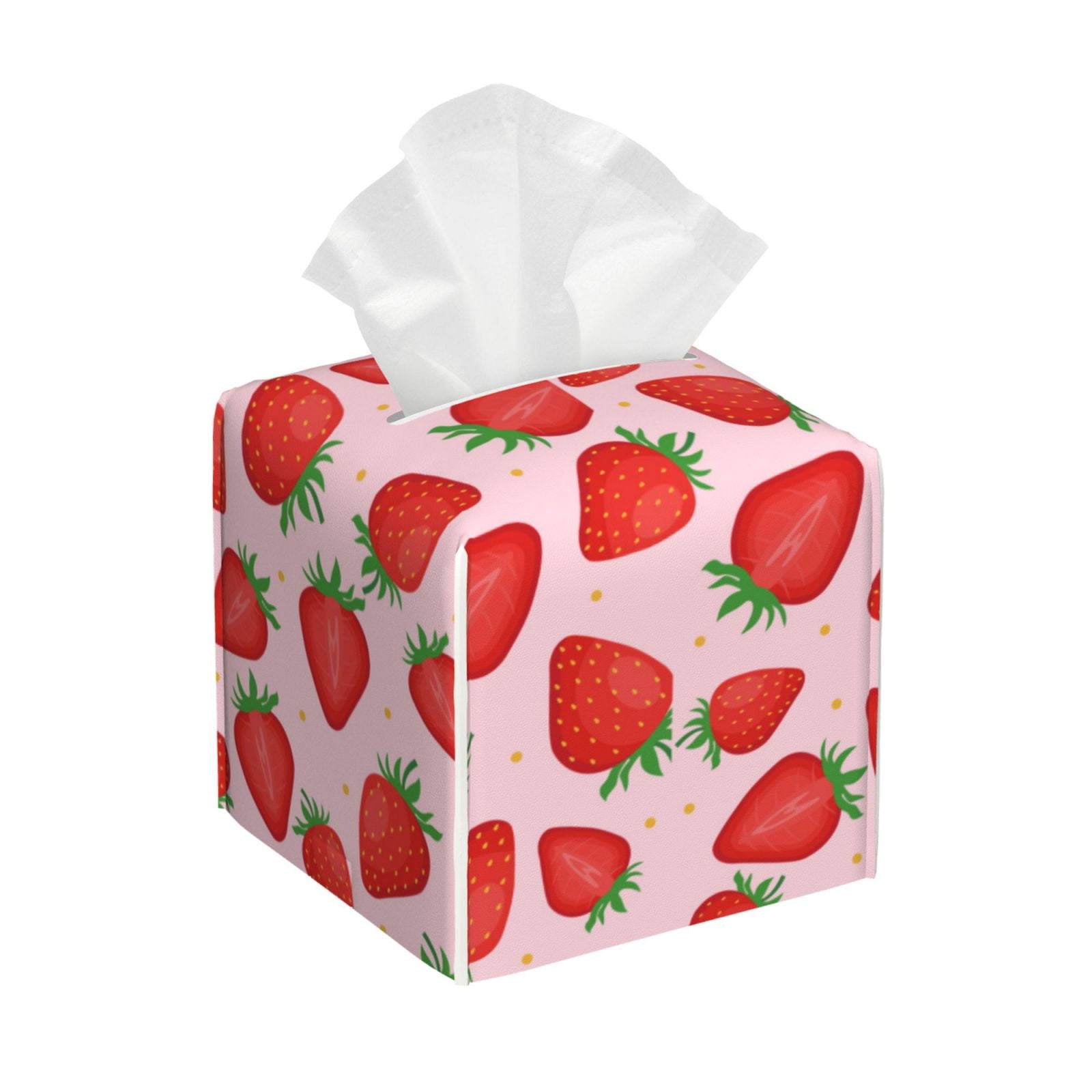 Naloa Strawberries Tissue Box CoverLeather Tissue Holder Square Facial ...