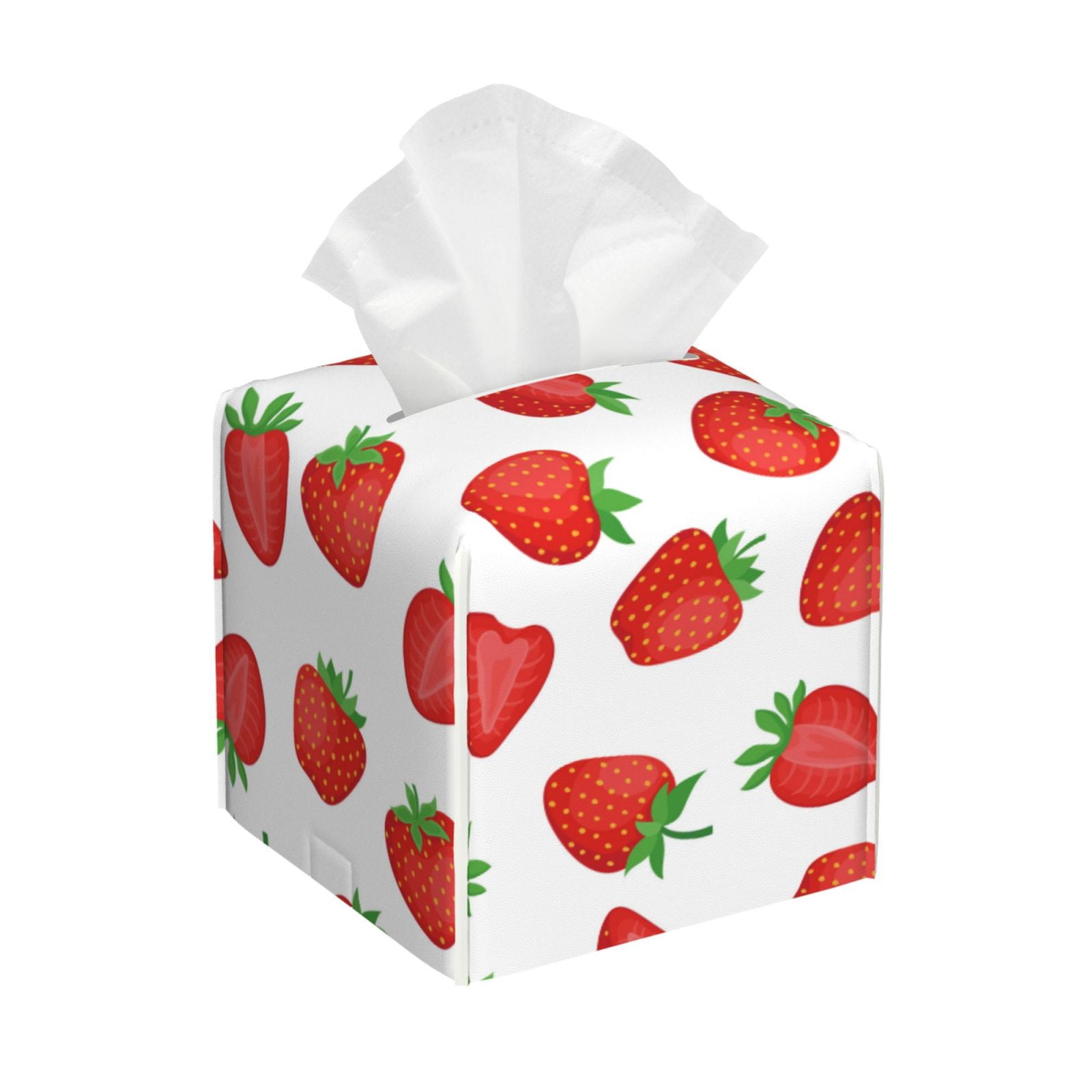 Naloa Strawberries Tissue Box CoverLeather Tissue Holder Square Facial ...