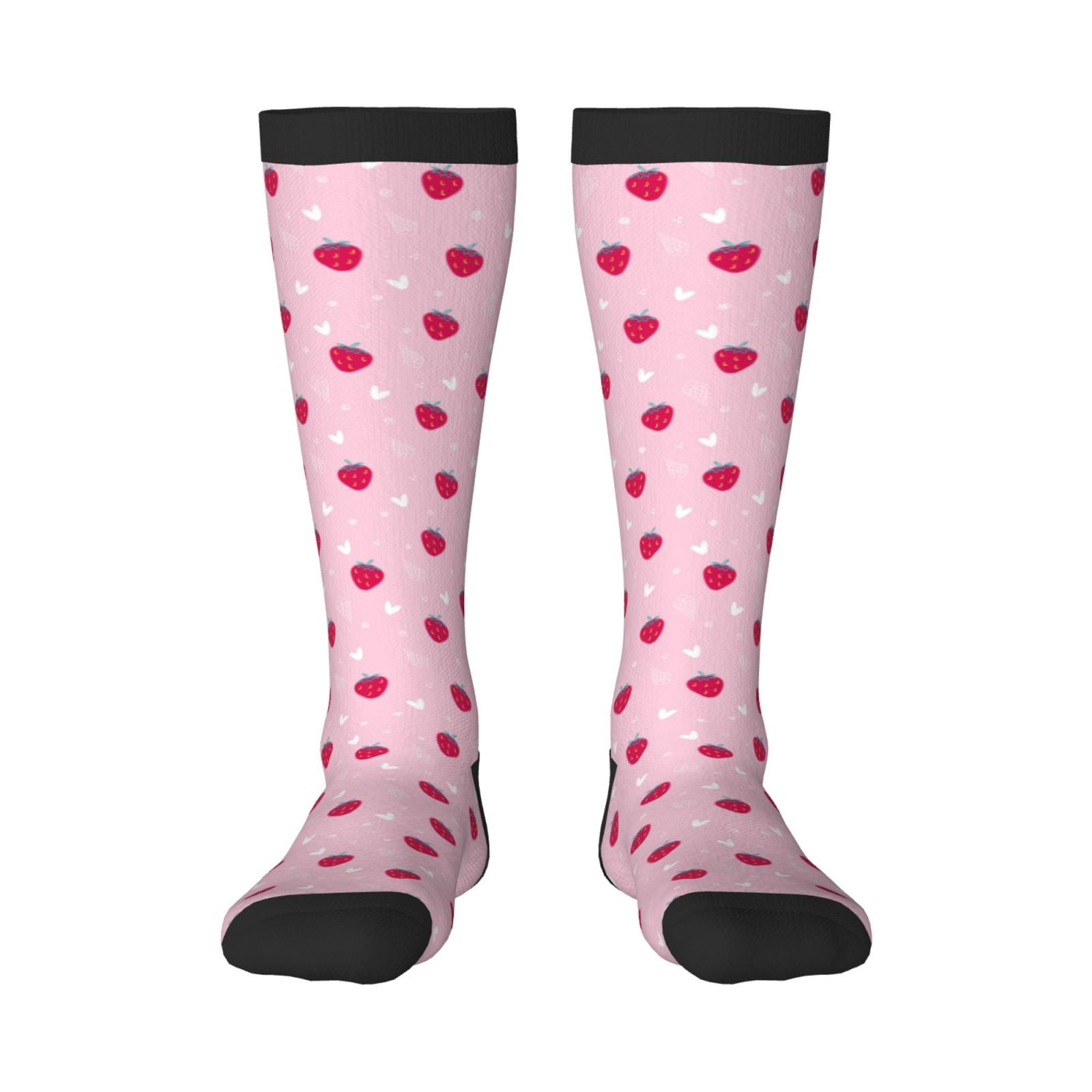 Naloa Strawberry And Heart Thigh High Socks Extra Long Stretchy Sock ...