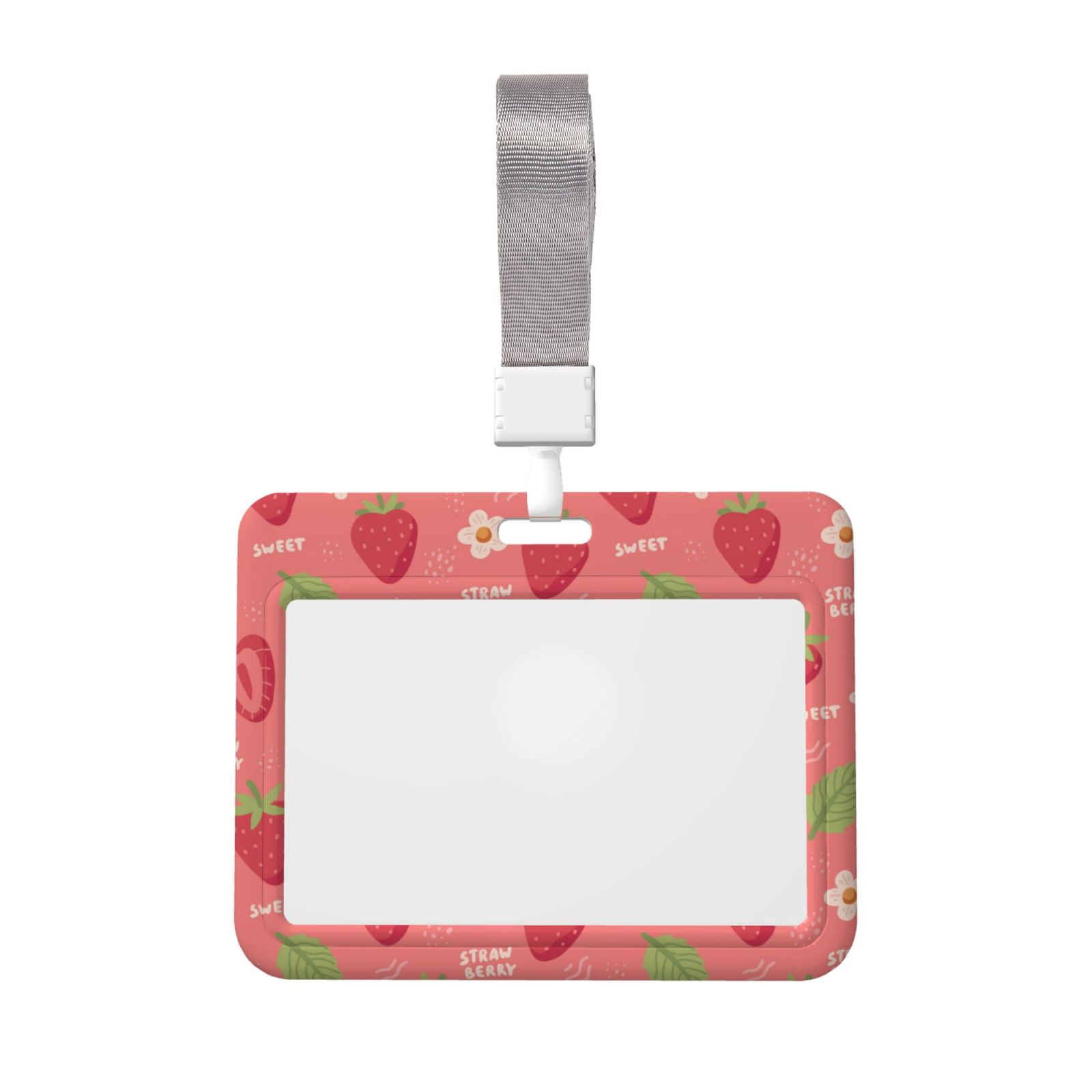 Naloa Strawberry Floral Card Badge Holder Work Badge Sleeve for Office ...