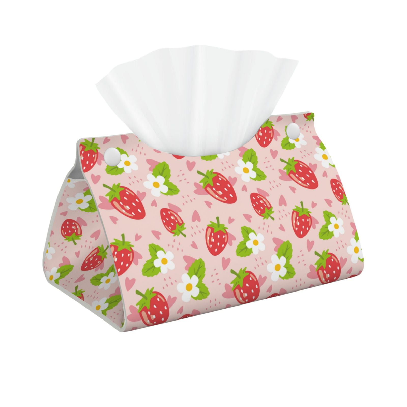 Naloa Strawberry Floral Print Leather Tissue Box Cover Rectangle | Long ...
