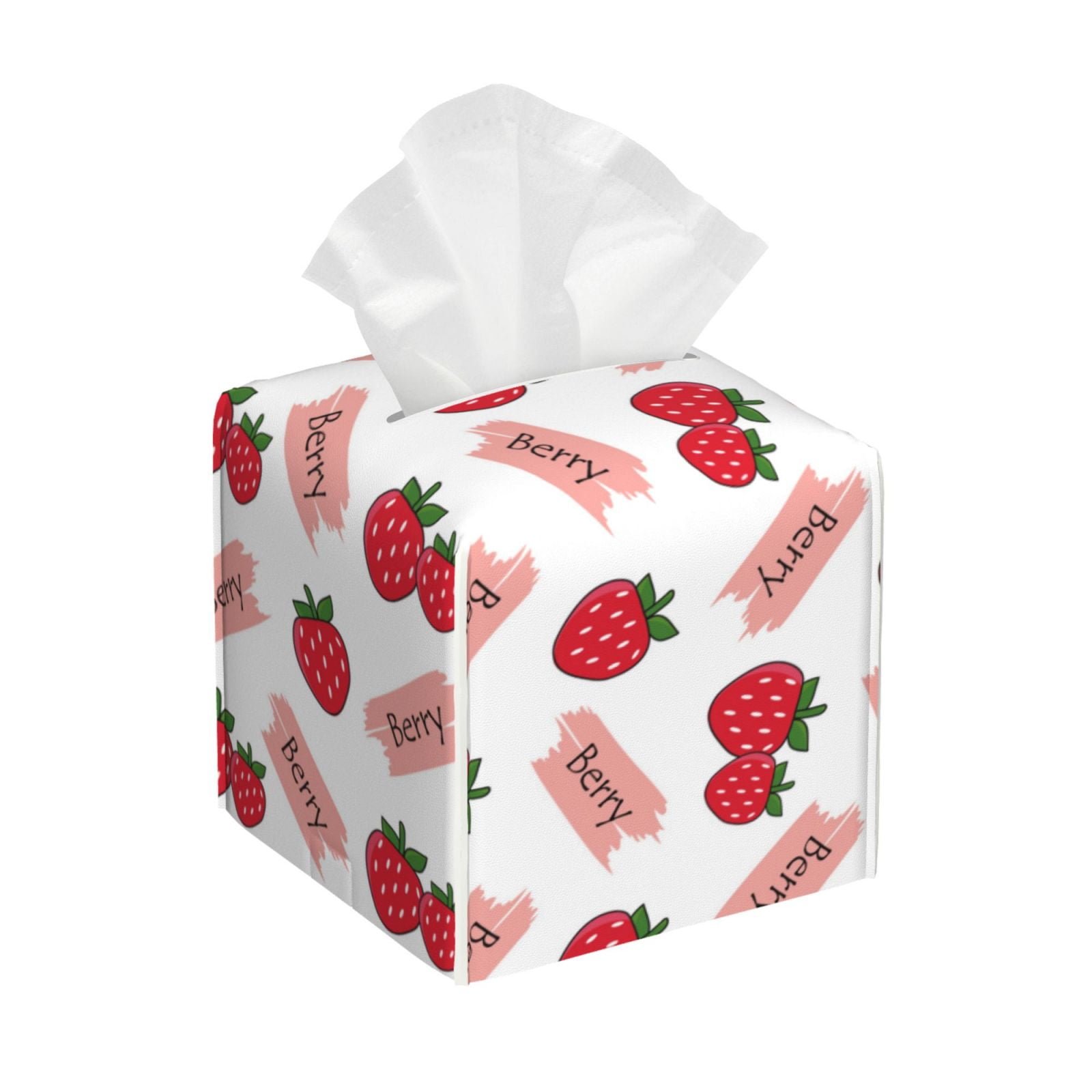 Naloa Strawberry Tissue Box CoverLeather Tissue Holder Square Facial ...