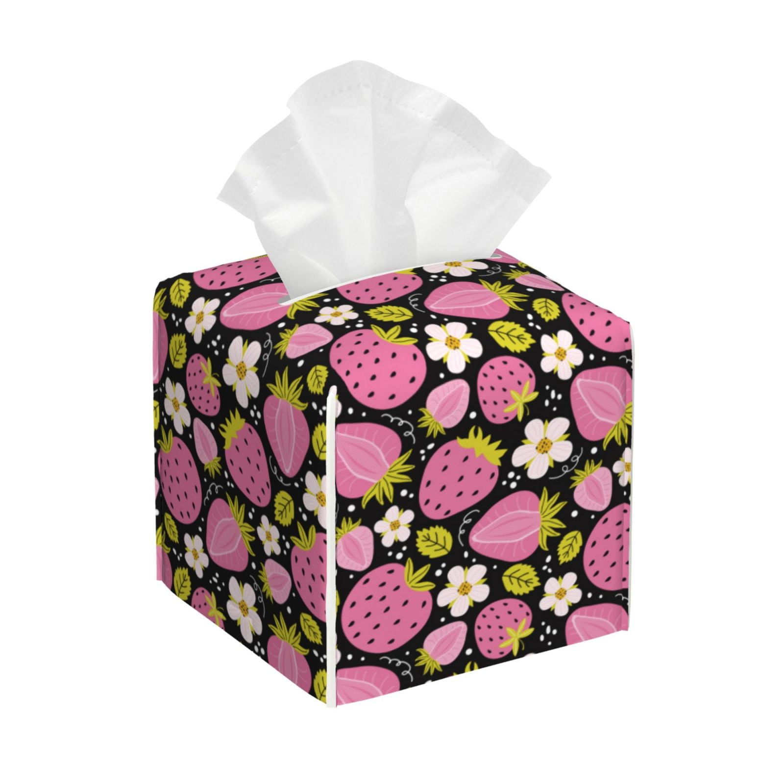 Naloa Strawberry Tissue Box CoverLeather Tissue Holder Square Facial ...