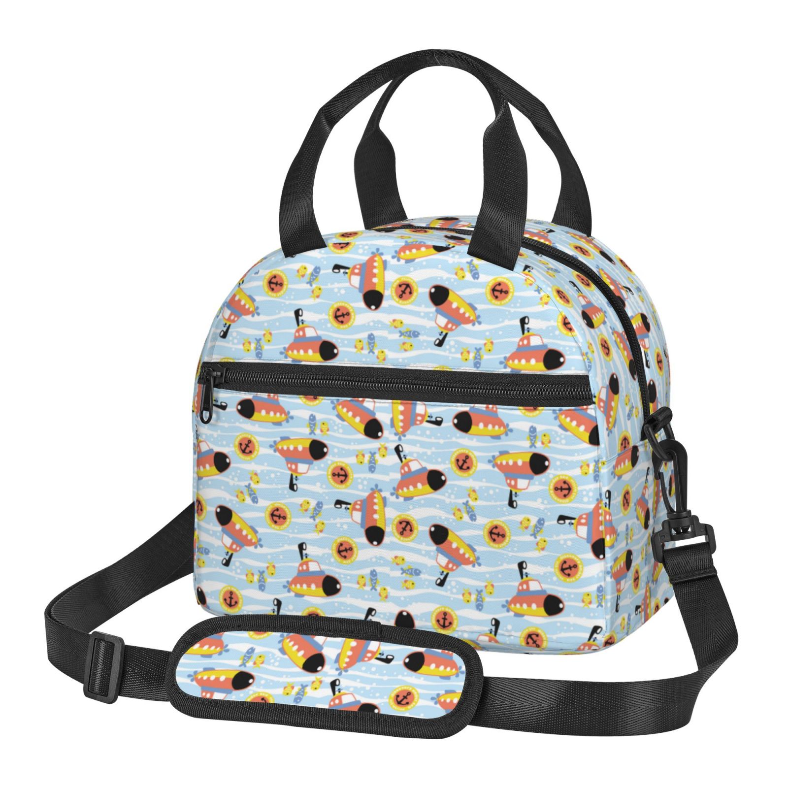 Naloa Submarine With Fishes Undersea Print Lunch Bag for Women & Men ...