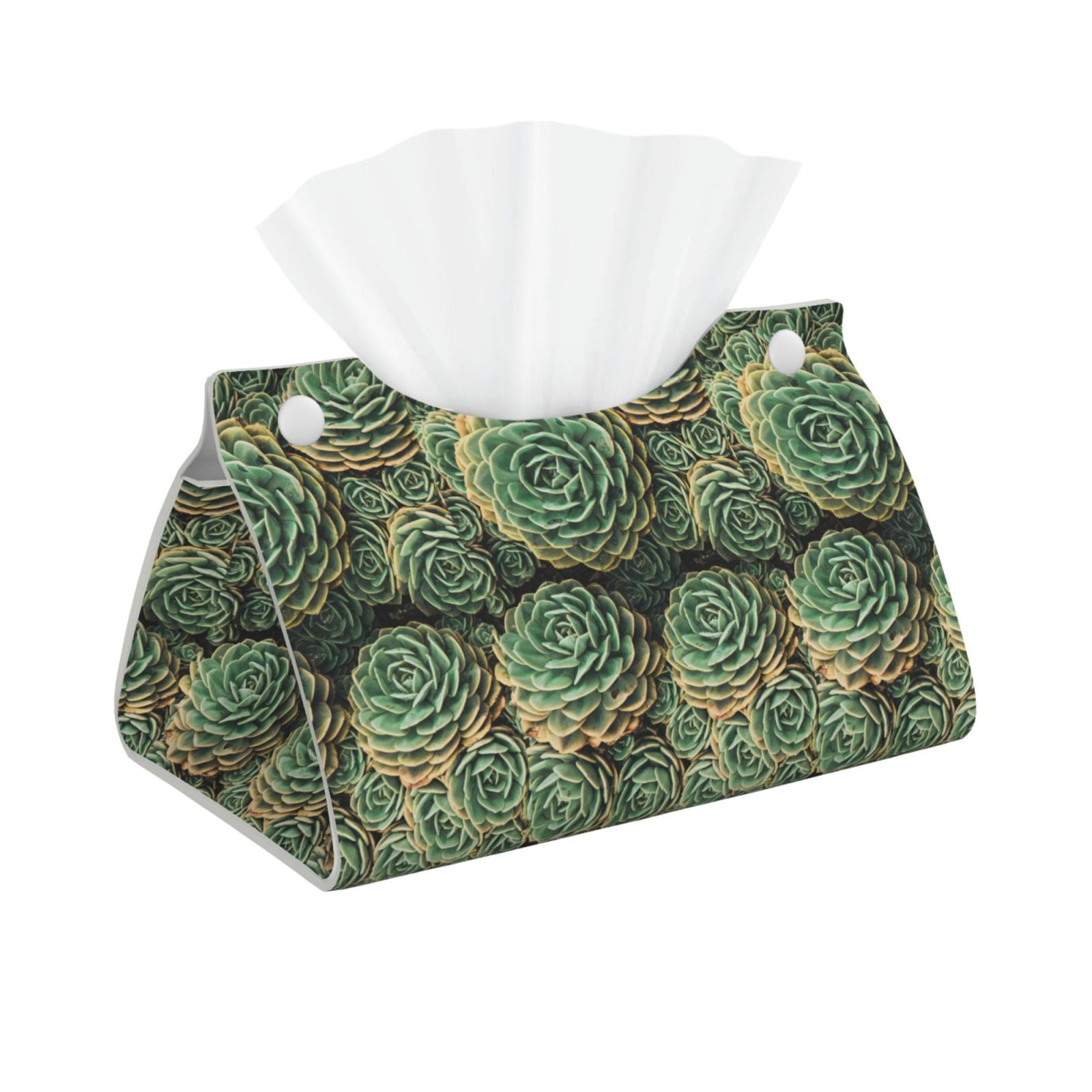 Naloa Succulents Print Leather Tissue Box Cover Rectangle | Long Tissue ...