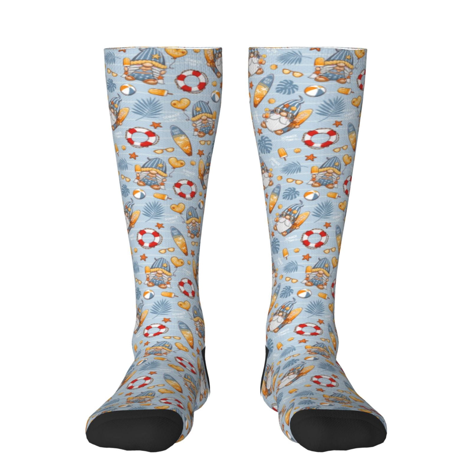 Naloa Summer Time With Gnome Thigh High Socks Extra Long Stretchy Sock ...