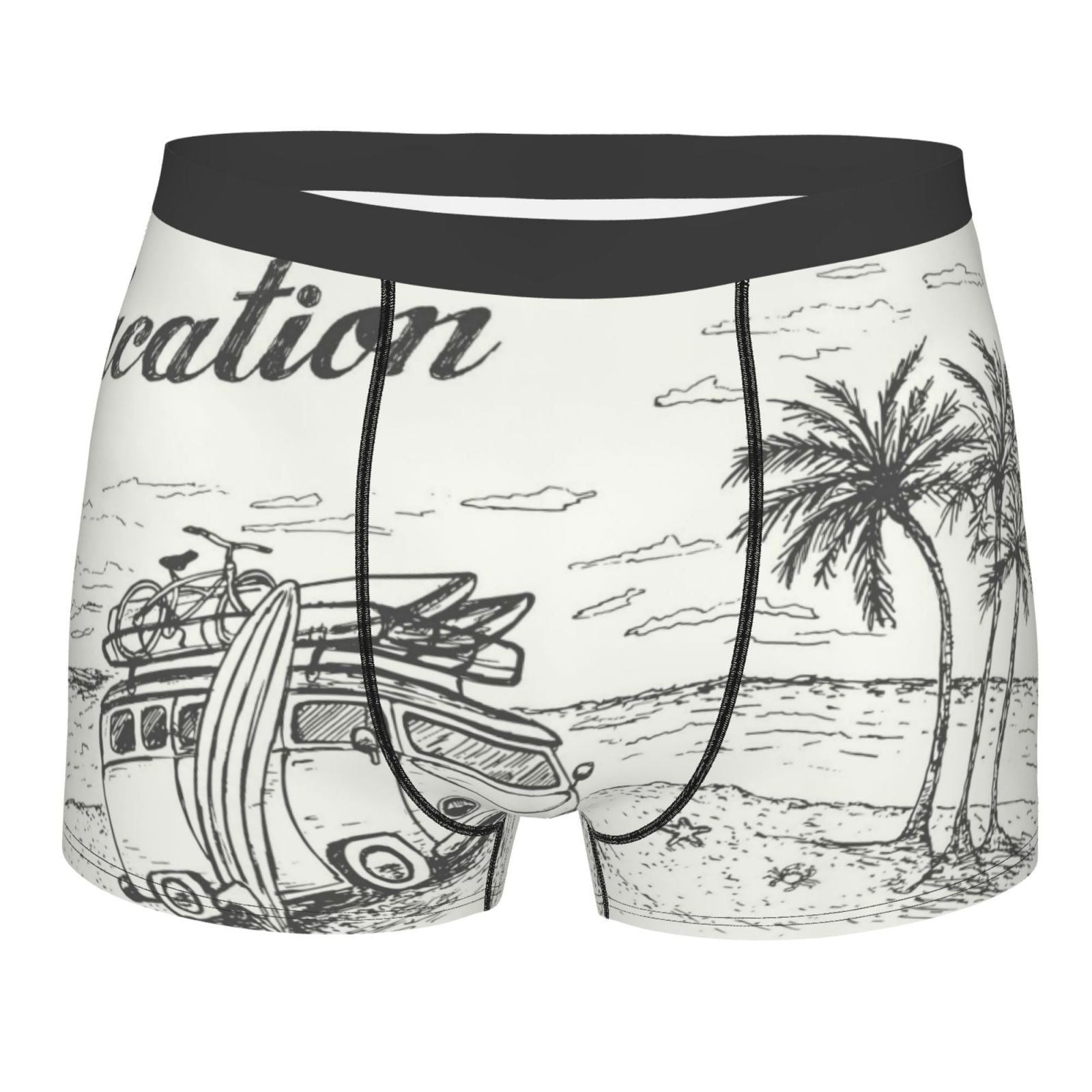 Naloa Summer Vacation Scene With Camping Van Print Mens Underwear ...