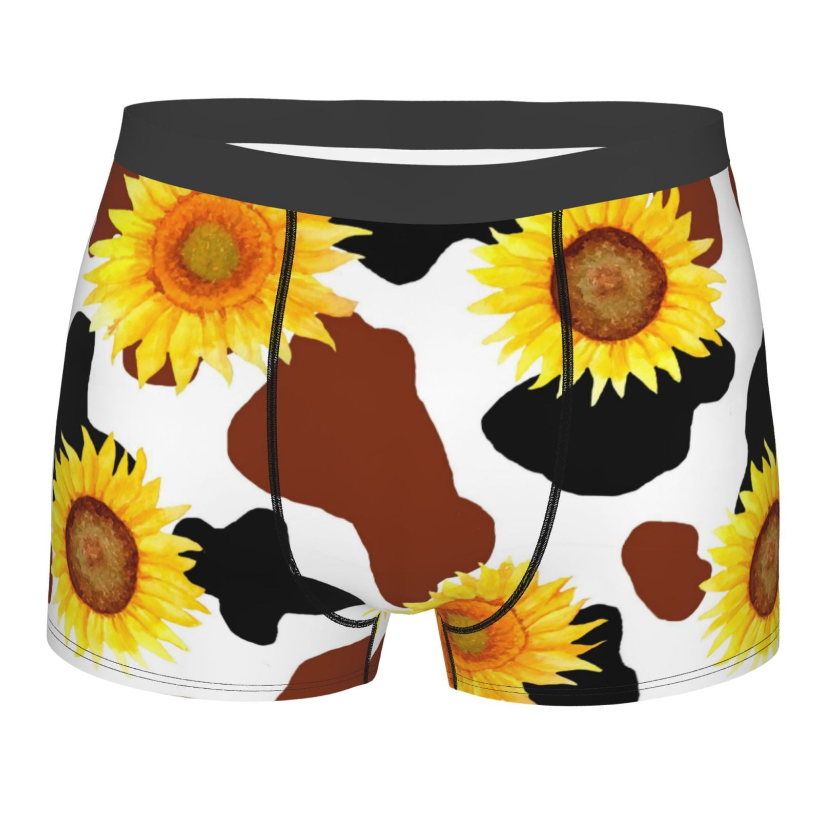 Naloa Sunflower Cow Print Mens Underwear - Boxers for Men, Classic ...