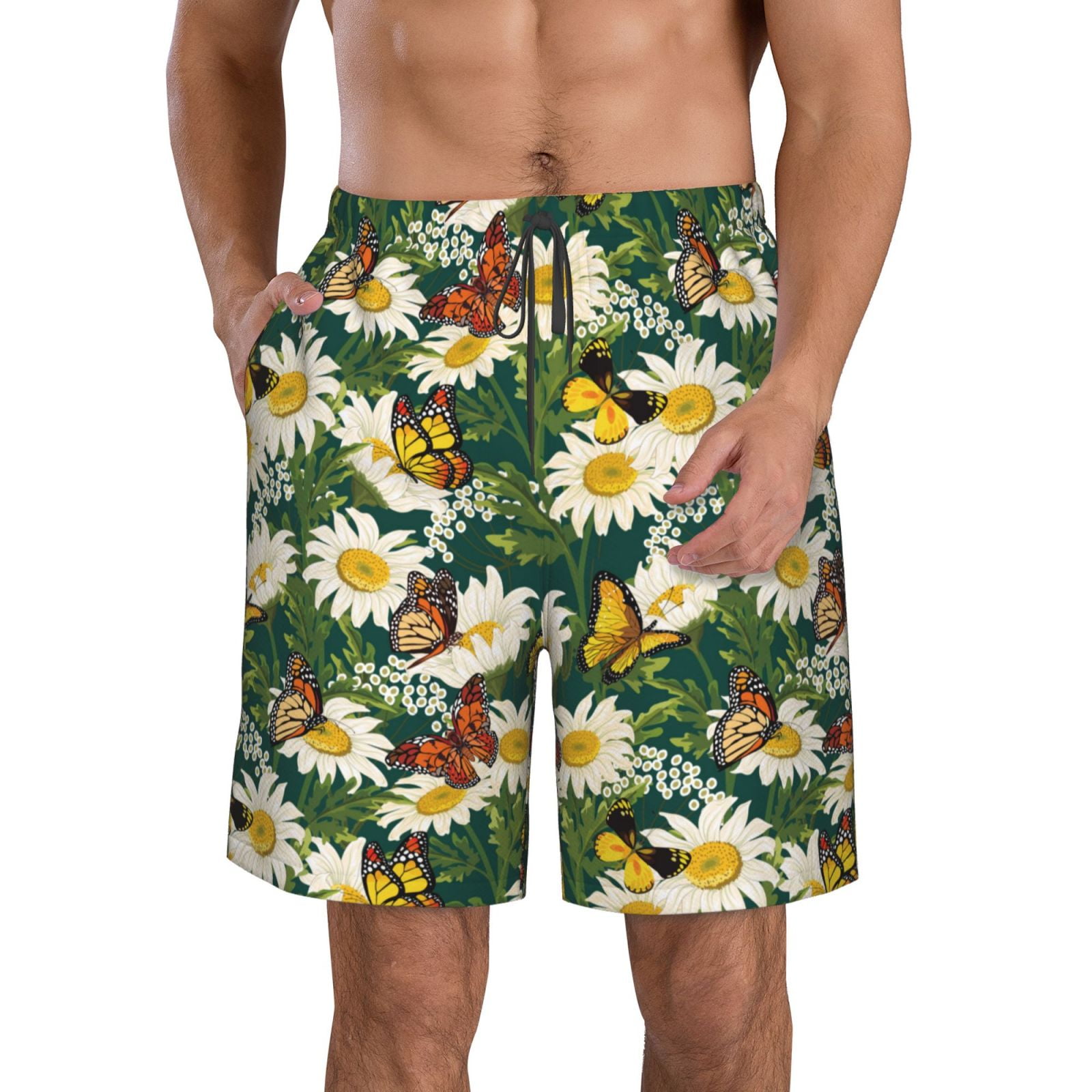 Naloa Sunflowers And Butterflies Men's Beach Shorts, Surfing shorts ...