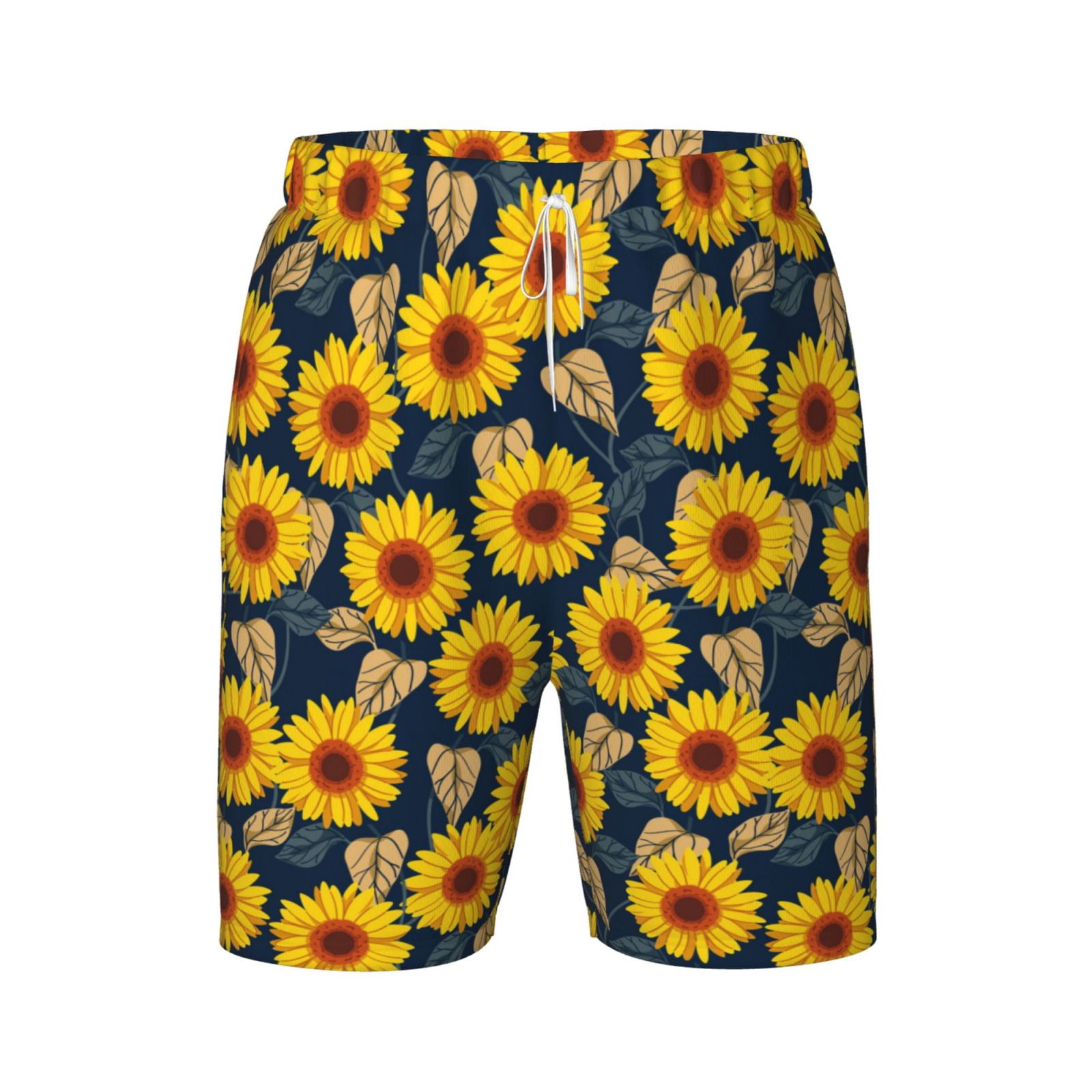 Naloa Sunflowers Teen Beach Trunks, Quick Dry Board Shorts with Boxer ...