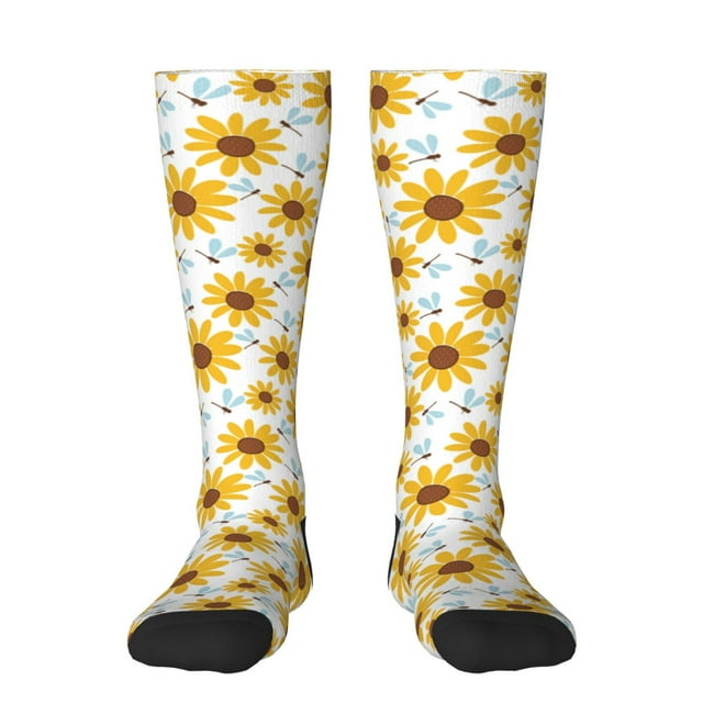 Naloa Sunflowers Thigh High Socks Extra Long Stretchy Sock Women Over ...