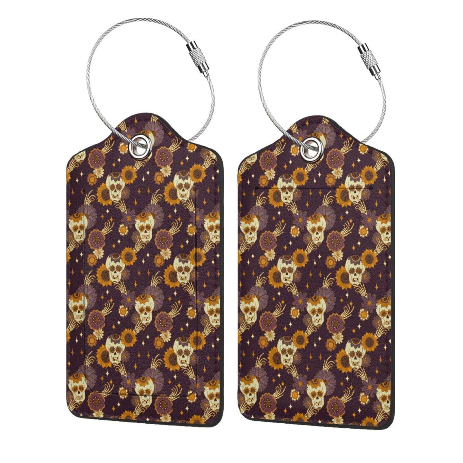 Naloa Sunflowers with Skull and Hand Luggage Tag for Suitcase Leather ...