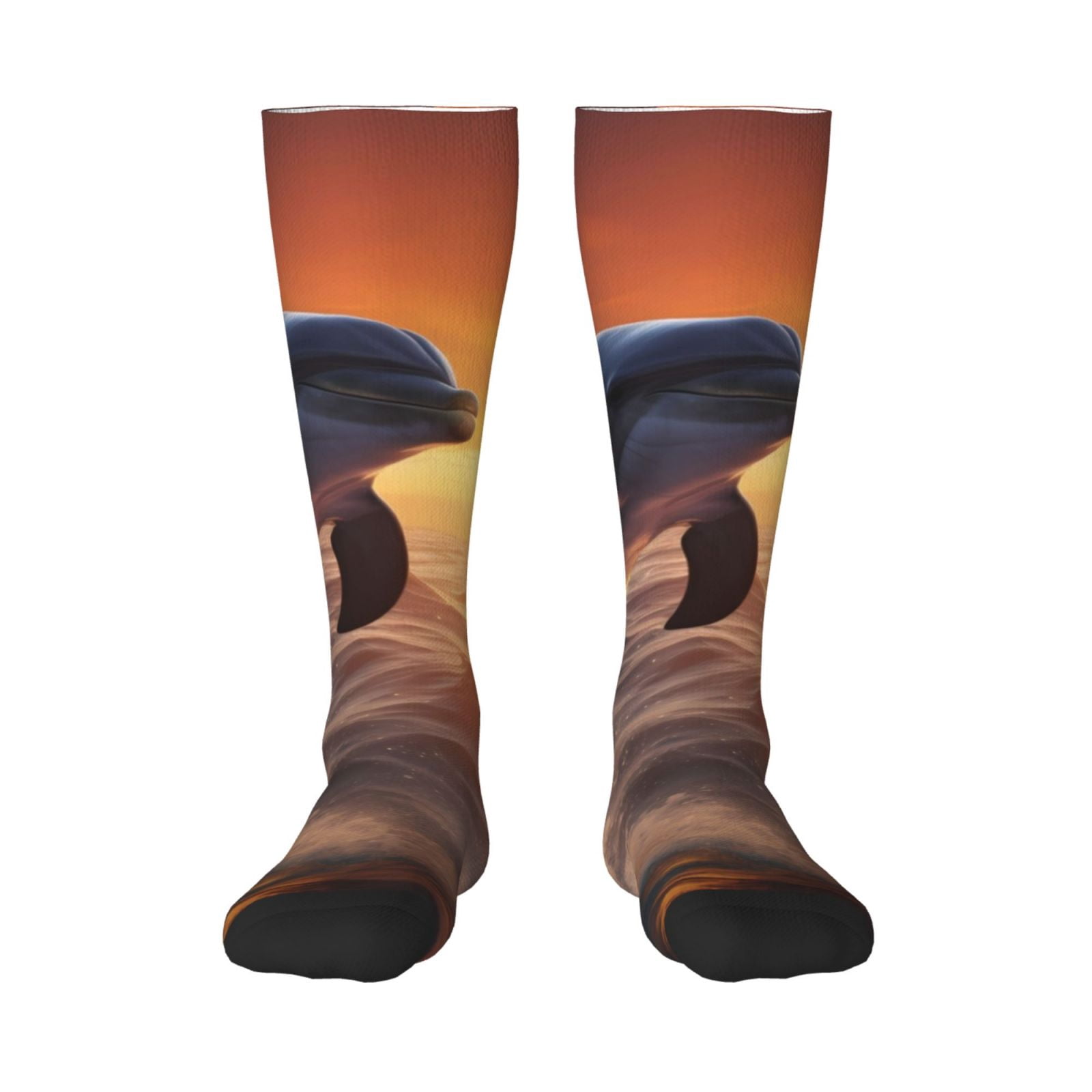 Naloa Sunset Dancing Dolphin Thigh High Socks Extra Long Stretchy Sock ...