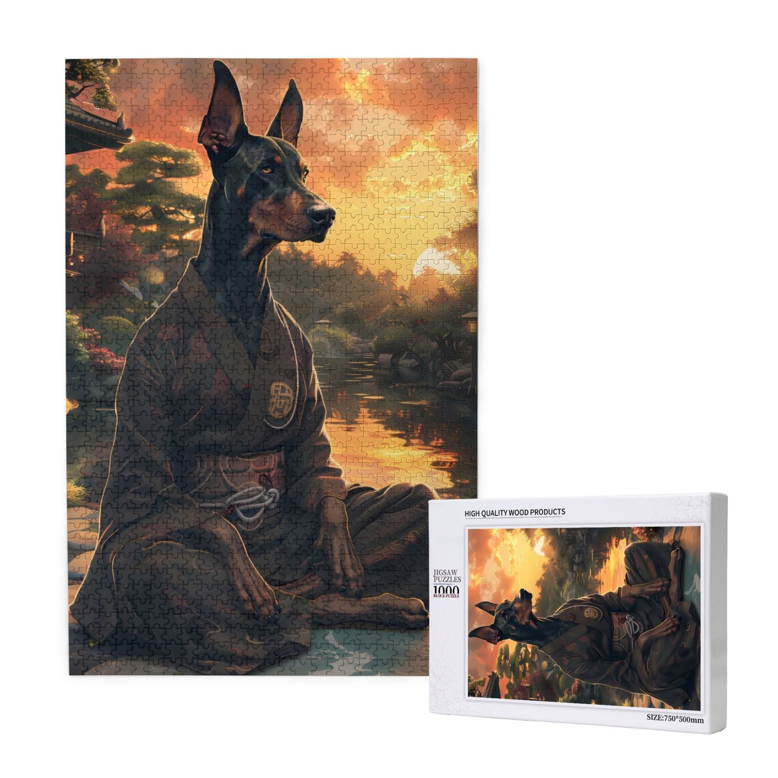 Naloa Sunset Meditating Doberman Custom Puzzles Personalized Puzzle ...