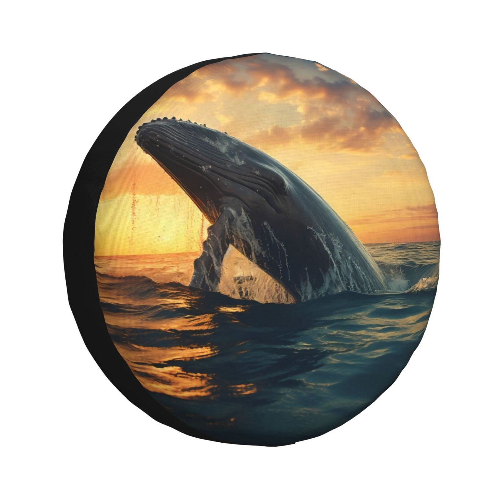 Naloa Sunset Ocean Whale PVC Leather Spare Tire Wheel Cover for Car ...
