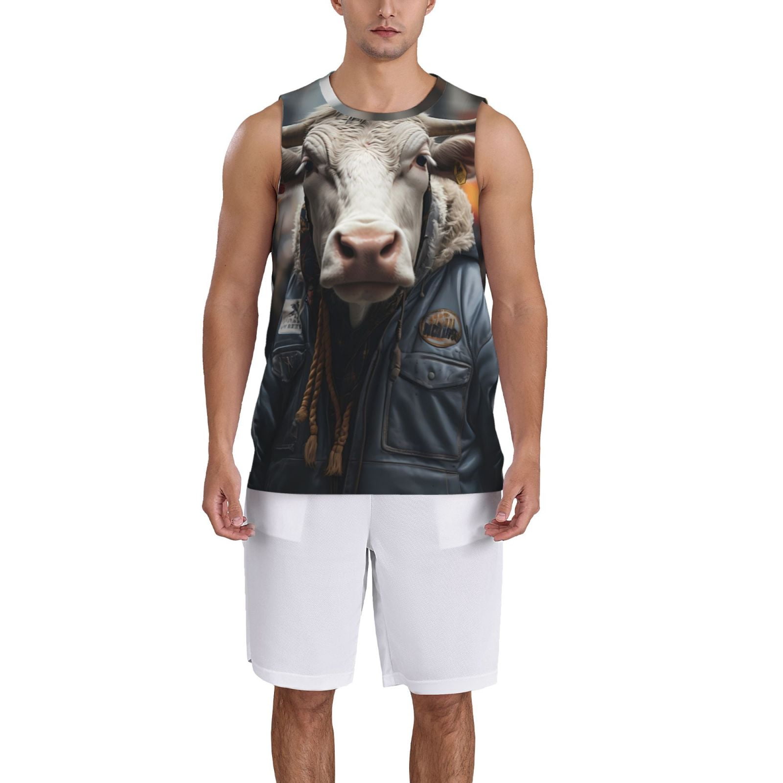 Naloa Surrealist Cow Basketball Jersey Reversible Men's Mesh Athletic ...