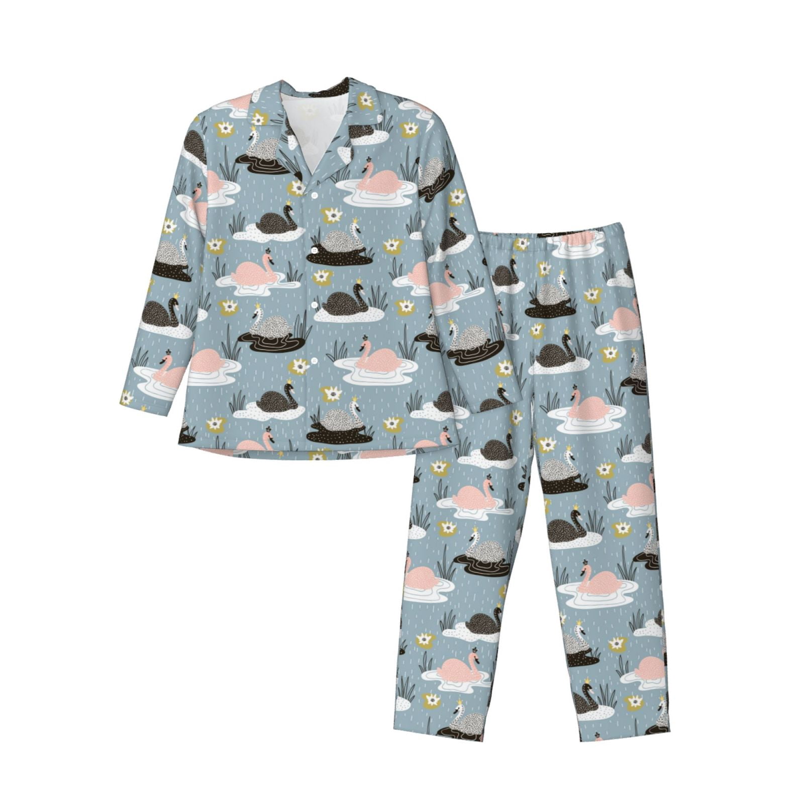 Naloa Swan Princess On Lake Men’s Pajamas Set - Long Sleeve Button Down ...