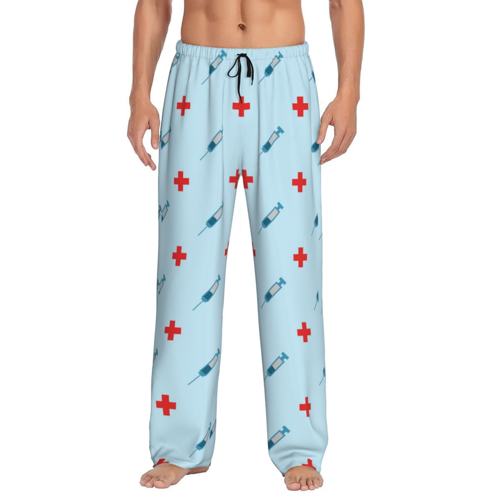 Naloa Syringe And Red Cross Pajama Pants Men, PJ Bottoms, Sleep ...