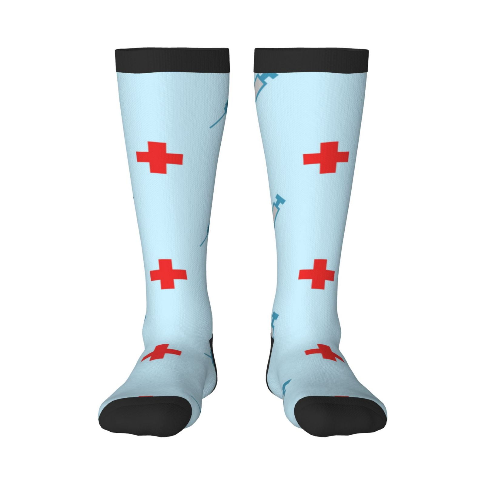 Naloa Syringe And Red Cross Thigh High Socks Extra Long Stretchy Sock ...