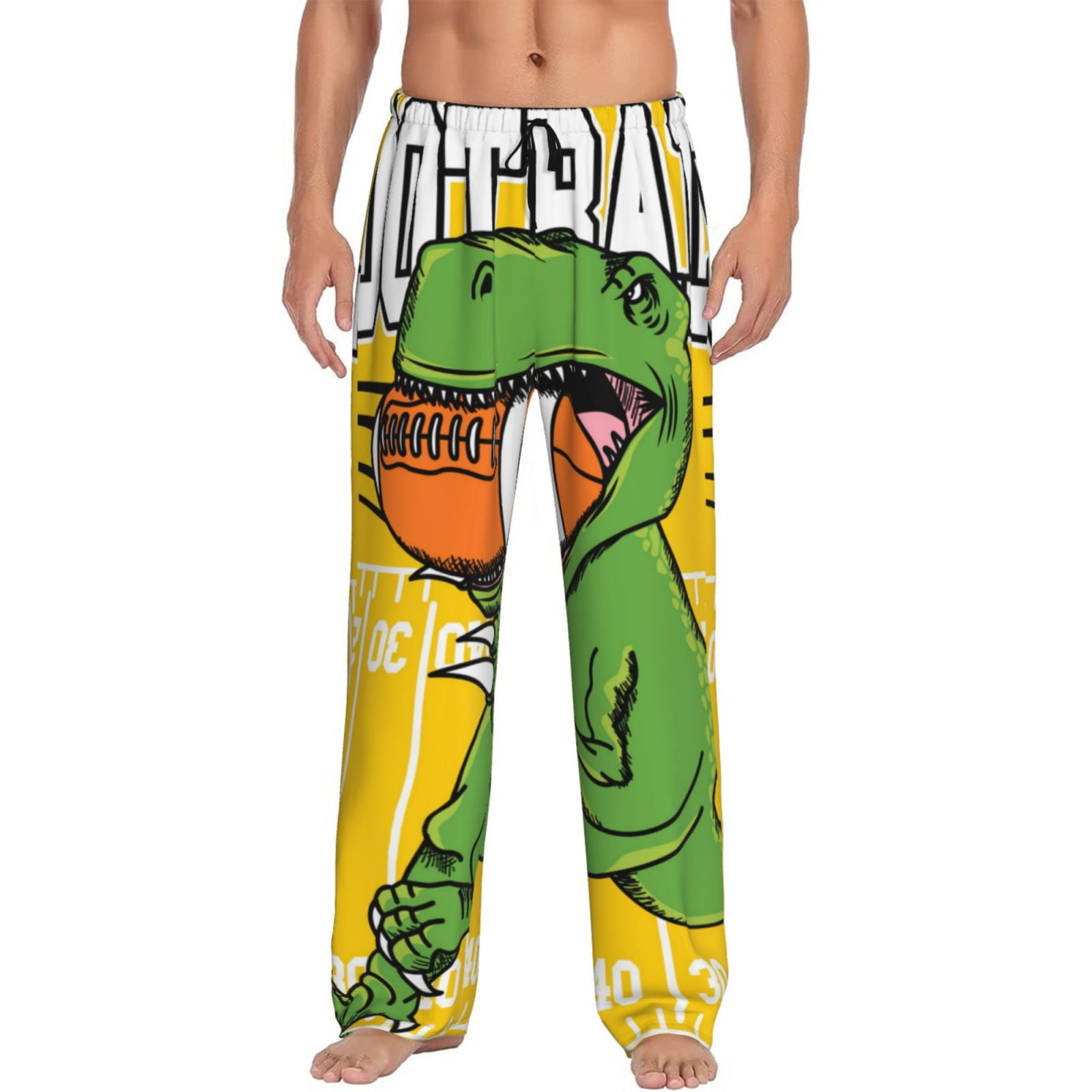 Naloa T-Rex Playing Football Pajama Pants Men, PJ Bottoms, Sleep ...