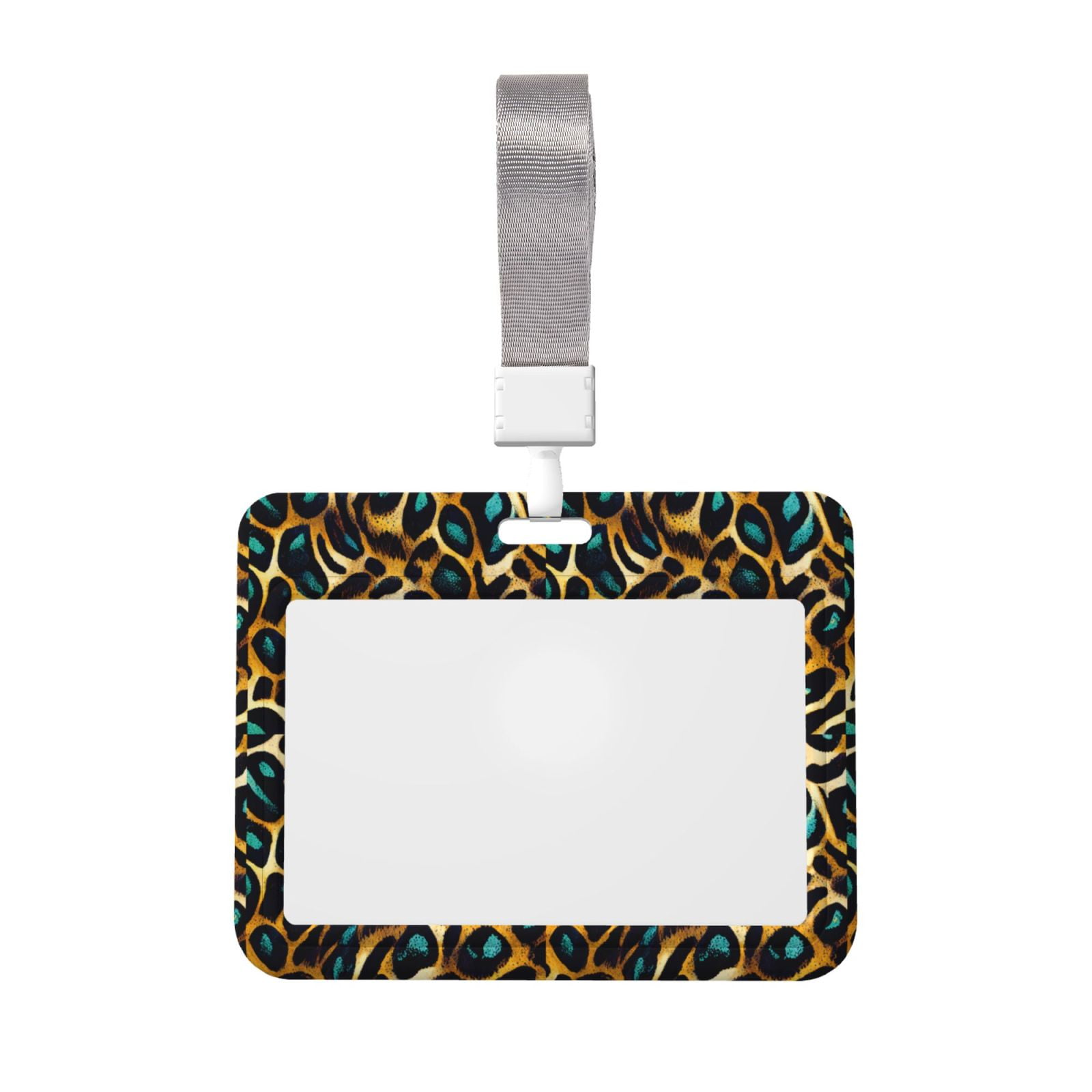 Naloa Teal Leopard Card Badge Holder Work Badge Sleeve for Office ...