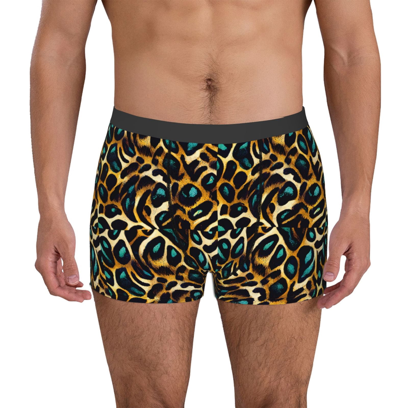 Naloa Teal Leopard Mens Underwear - Boxers for Men, Mens Boxer Briefs ...